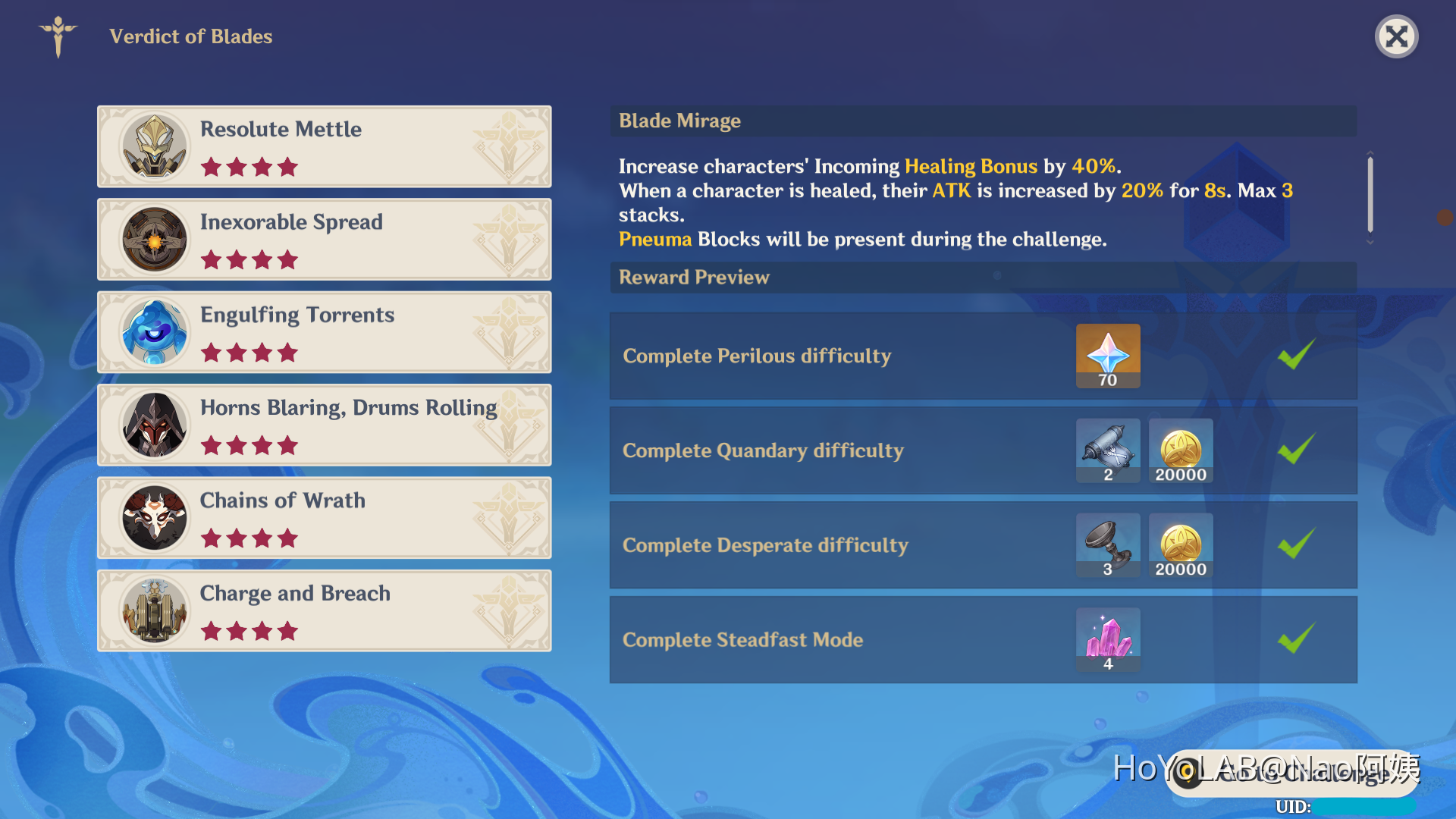 Finished "Verdict of Blades" combat event Genshin Impact | HoYoLAB