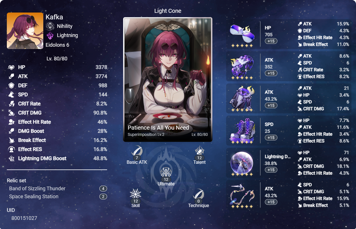 [Asia] E6S5 Seele and E6S2 Kafka Build! Honkai: Star Rail | HoYoLAB