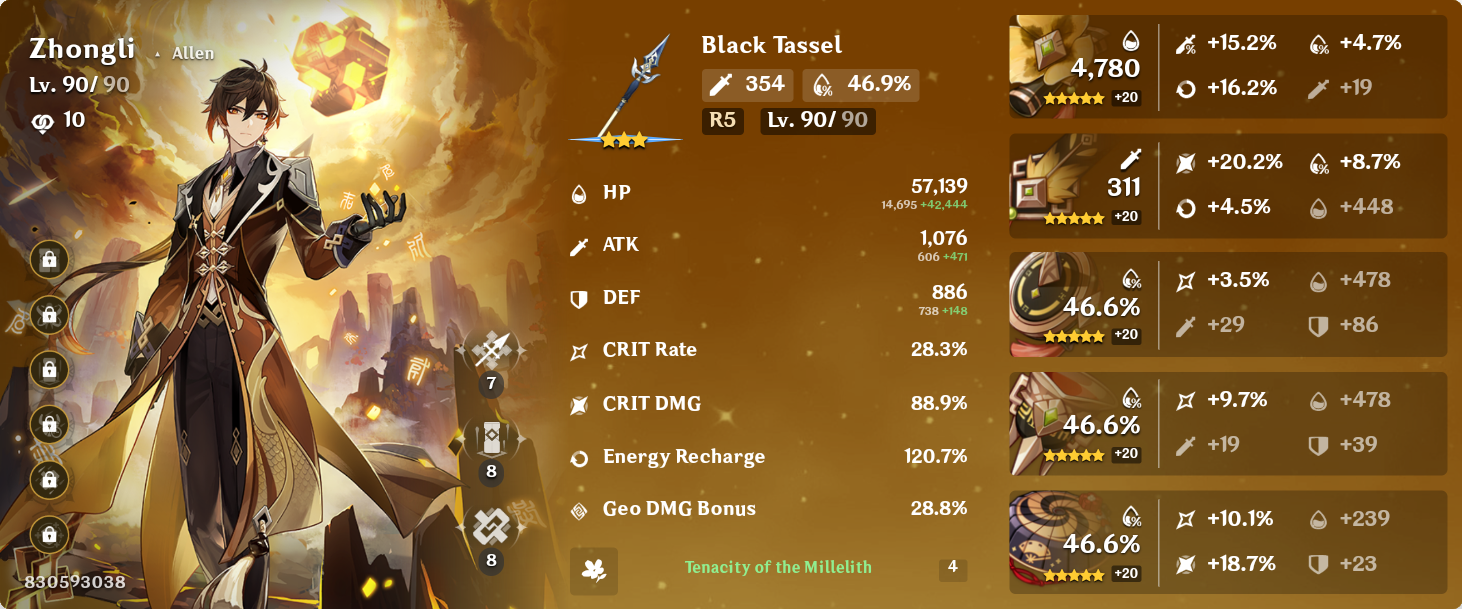 My Shield-bot Zhongli build Genshin Impact | HoYoLAB