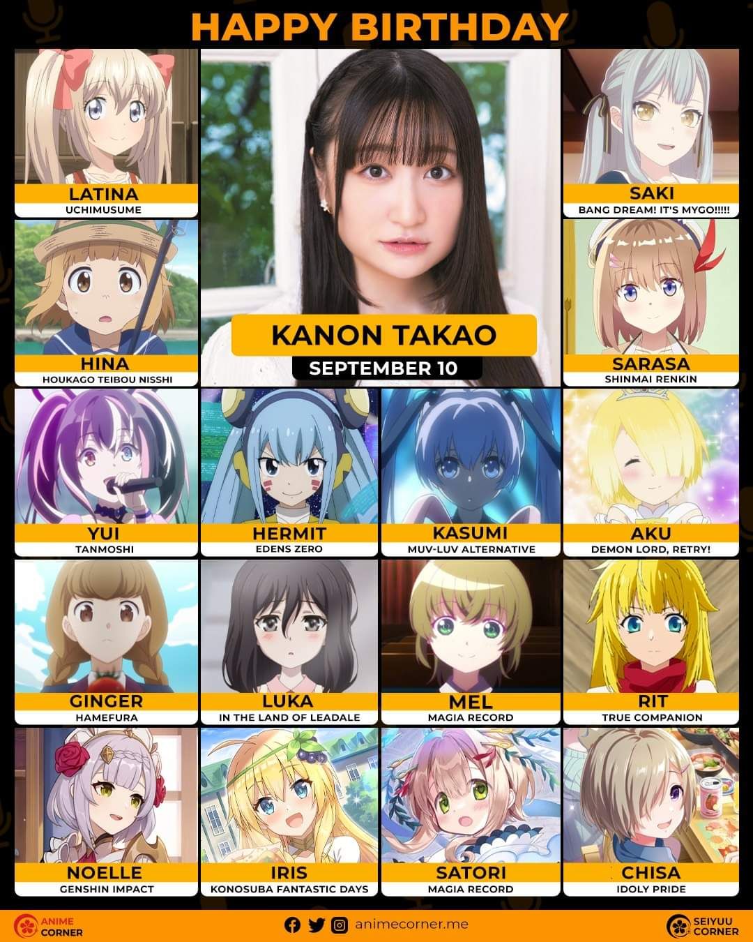 #Genshin HAPPY BIRTHDAY 🎉 TAKAO KANON (高尾 奏音) - CV của NOELLE :3 Genshin Impact | HoYoLAB