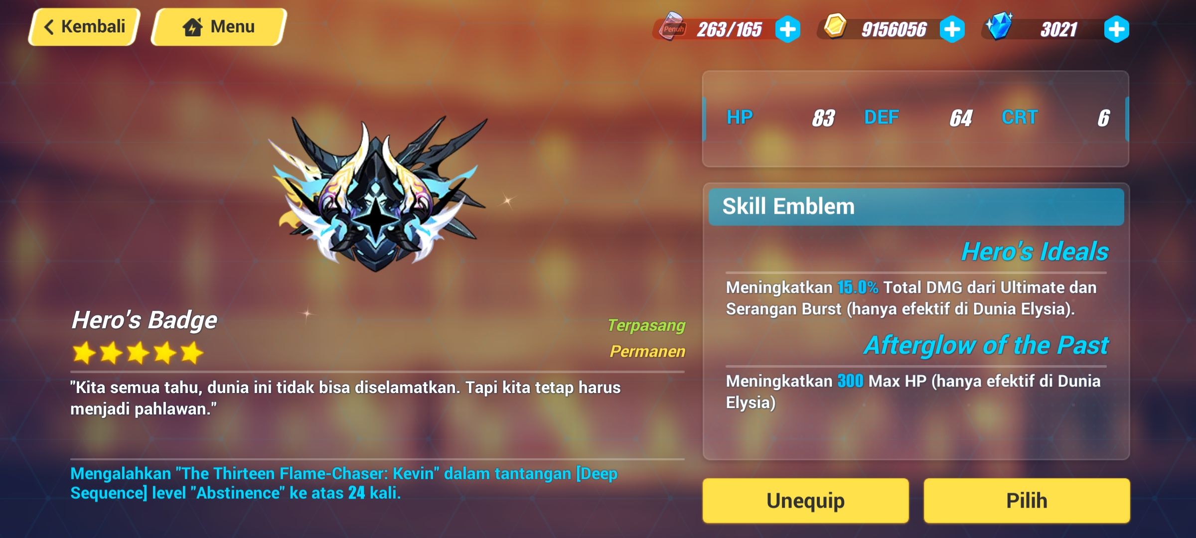 Emblem Flame-Chaser ke 3 kurang Kalpas sama Aponia Honkai Impact 3rd ...