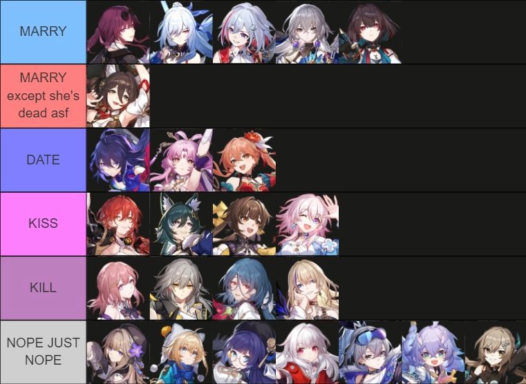 Kiss-Marry-Date-Kill, HSR Girls Edition ♡ Honkai: Star Rail | HoYoLAB