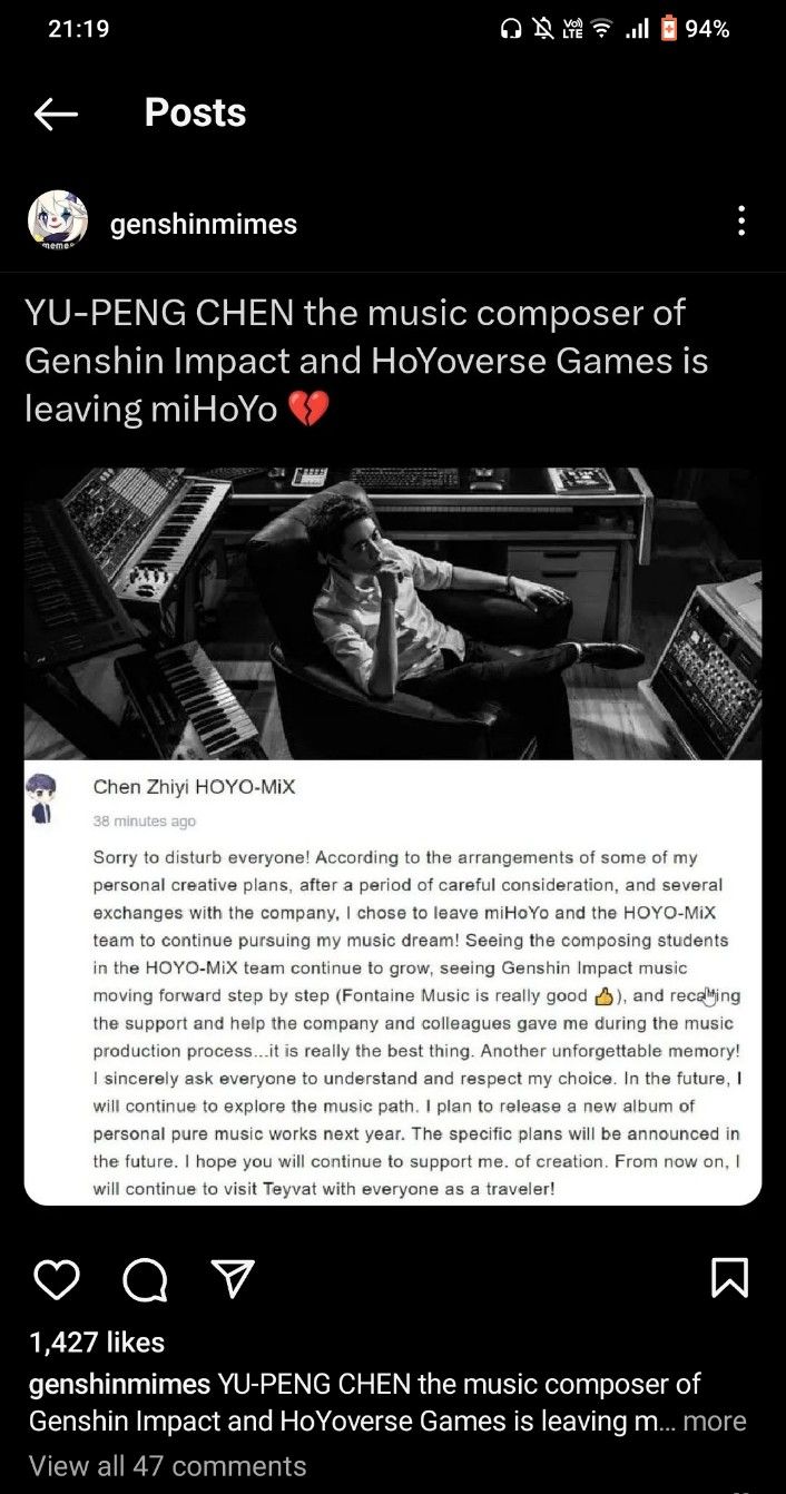 YU-PENG CHEN IS LEAVING HOYO NOOOOO Genshin Impact | HoYoLAB