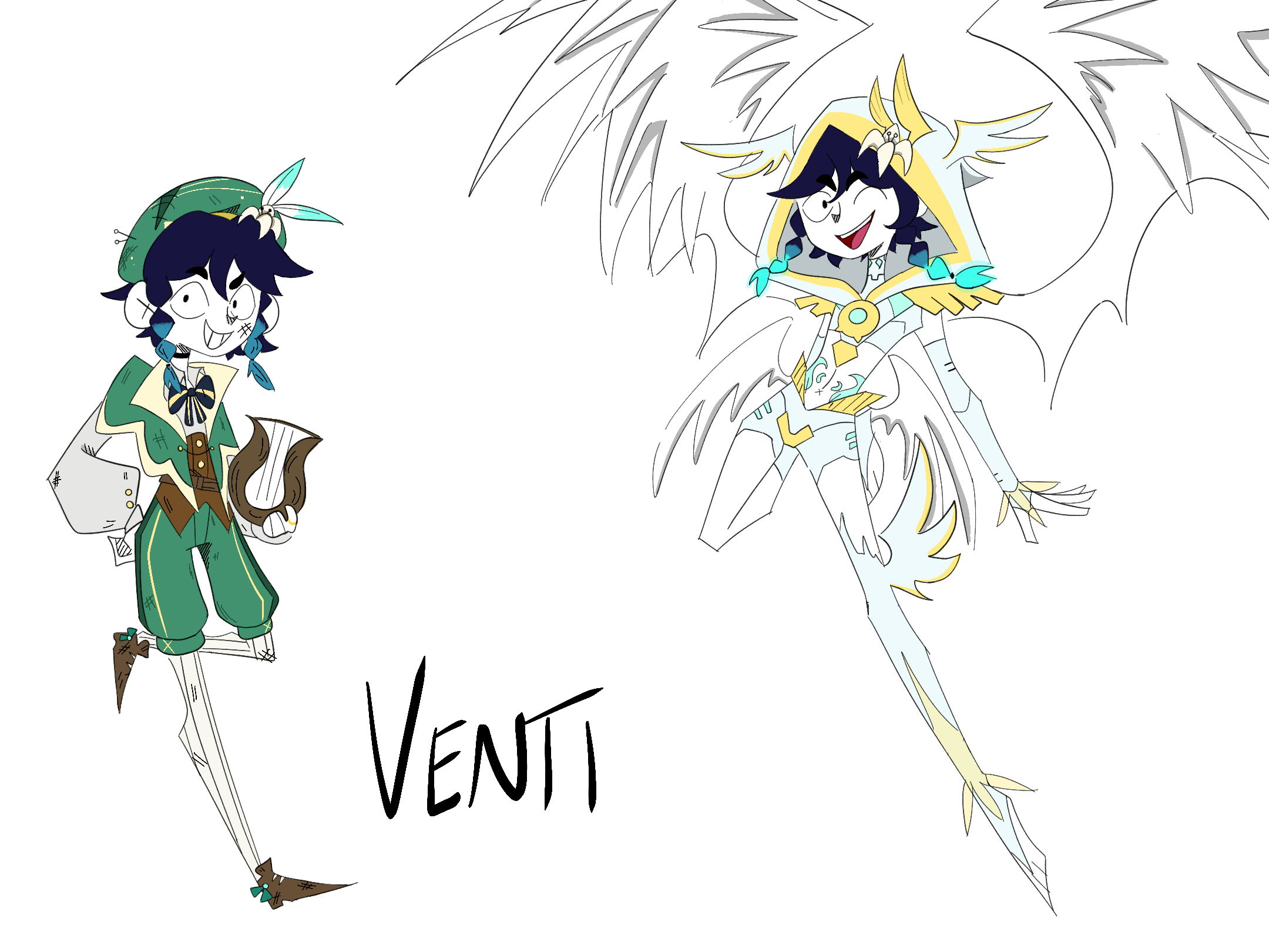 Drawing every genshin character and giving them a slight redesign part ...