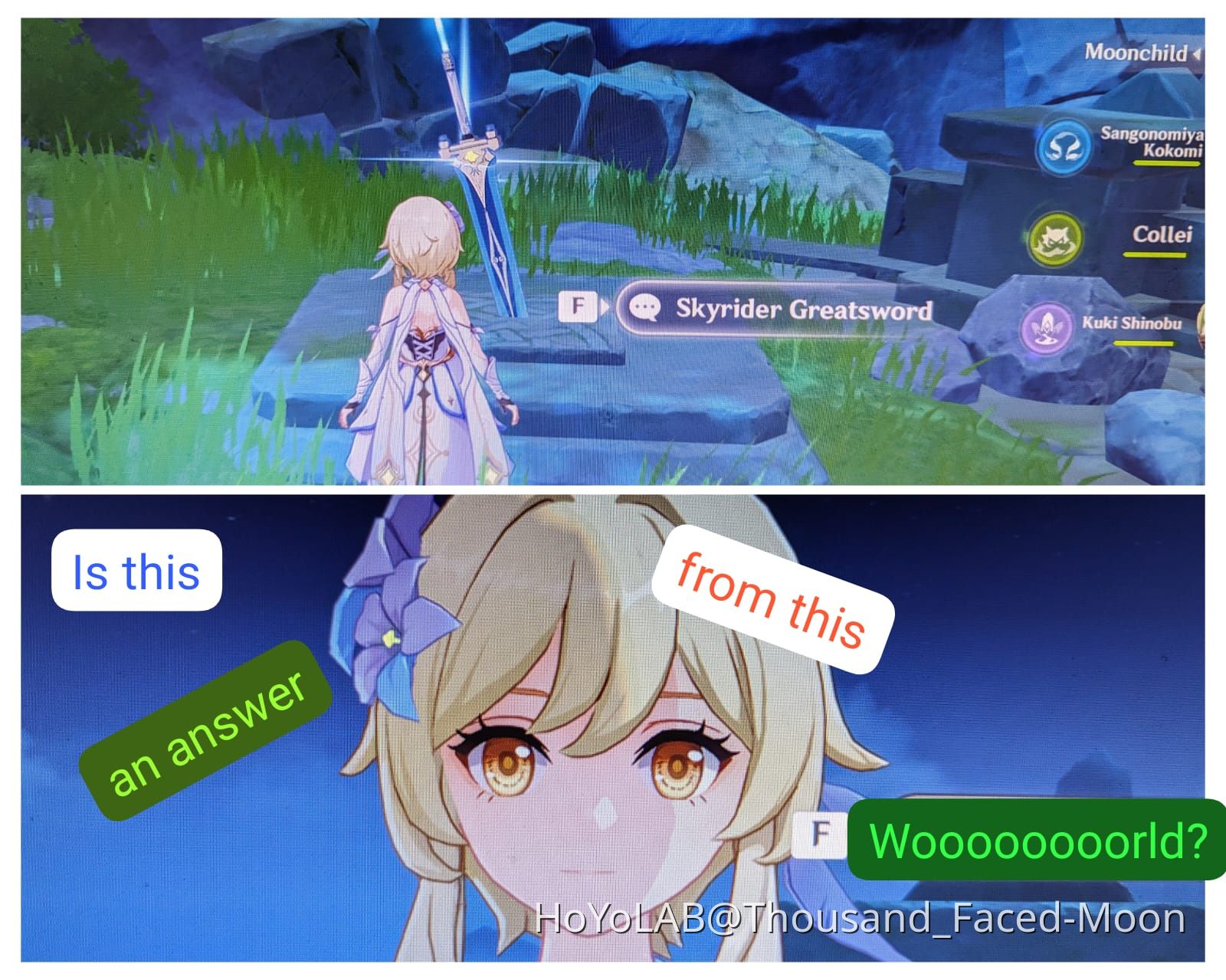 I stumbled upon this sword. Lumine keeps looking for answers. Genshin Impact | HoYoLAB