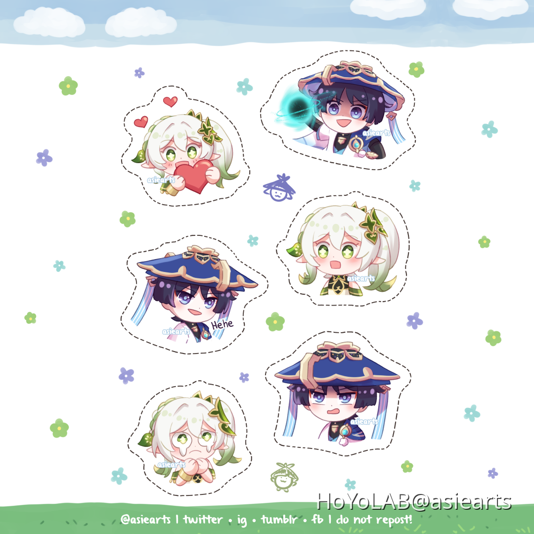 Nahida and Wanderer Sticker Sheet! Genshin Impact | HoYoLAB