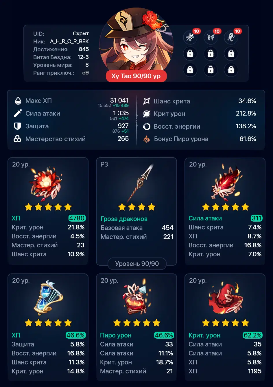 HUTAO Best Builds Ultimate Genshin Impact | HoYoLAB