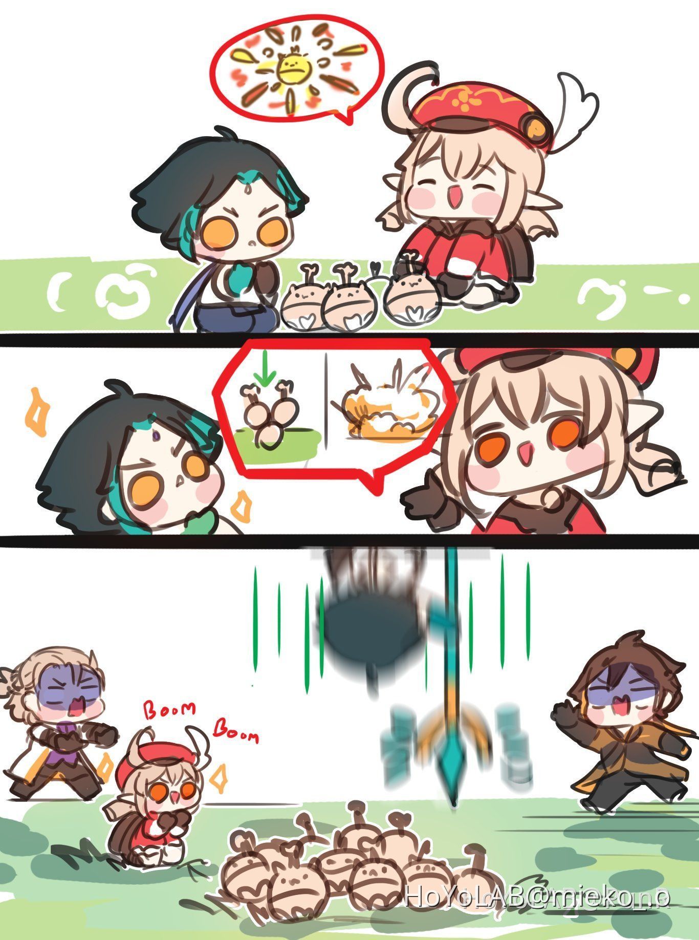 Klee teach Xiao how to grill drumsticks chicken Genshin Impact | HoYoLAB