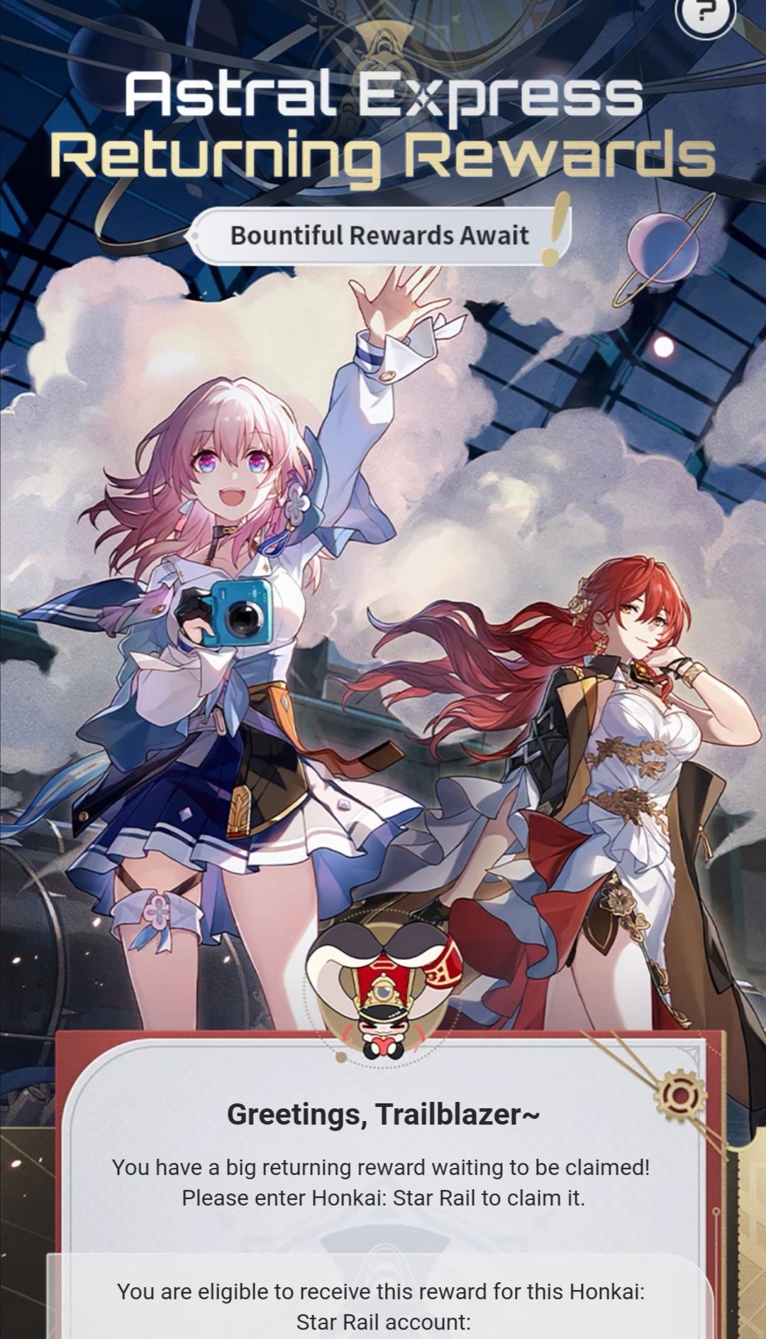 Warning : Those who want to trigger returning rewards, there's even a time limit to it Honkai ...