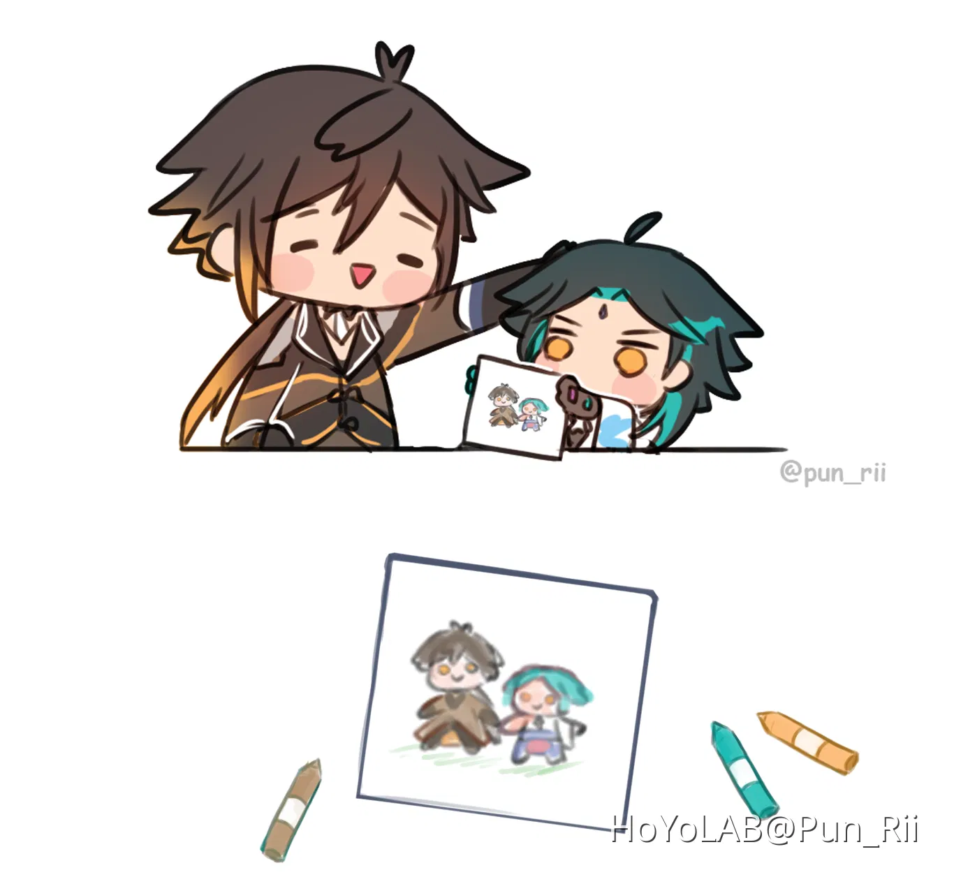 Xiao X Zhongli + Archons (Credits to Pun_Rii) Genshin Impact | HoYoLAB