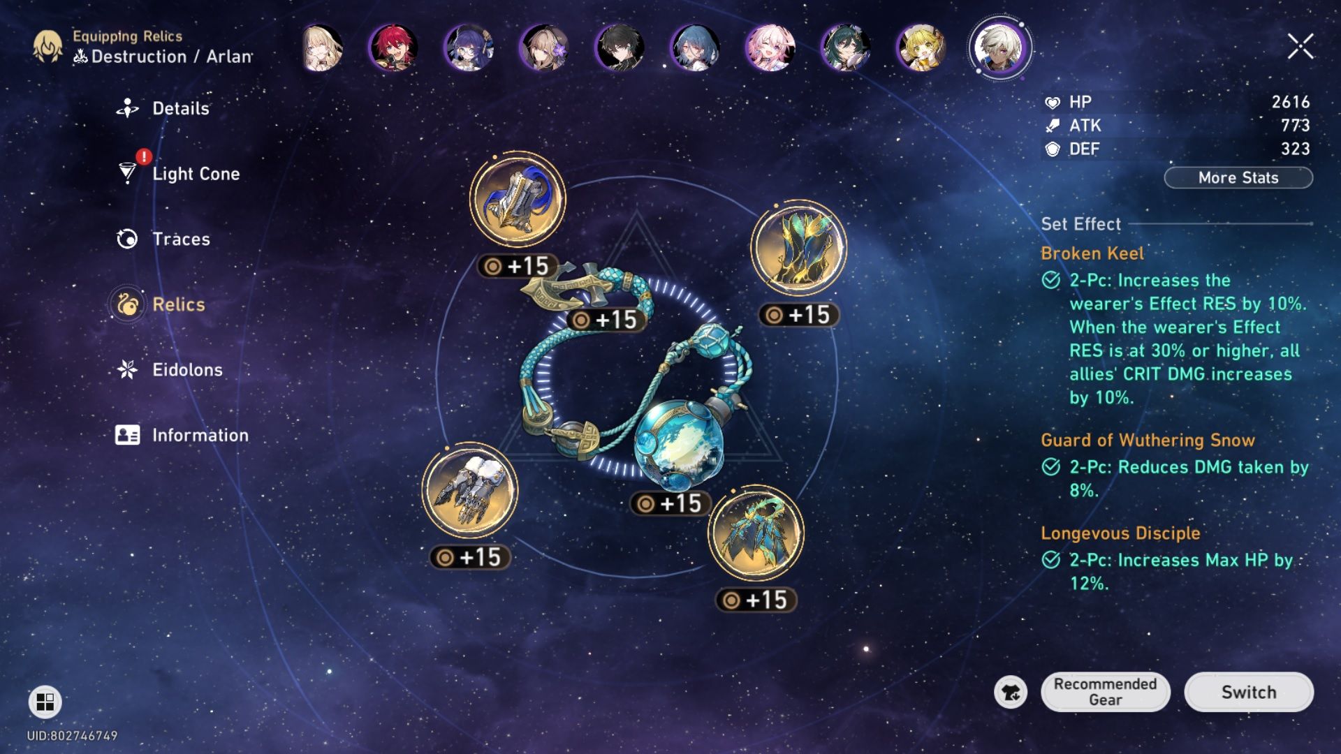 My current relic set plan on Fuxuan Honkai: Star Rail | HoYoLAB