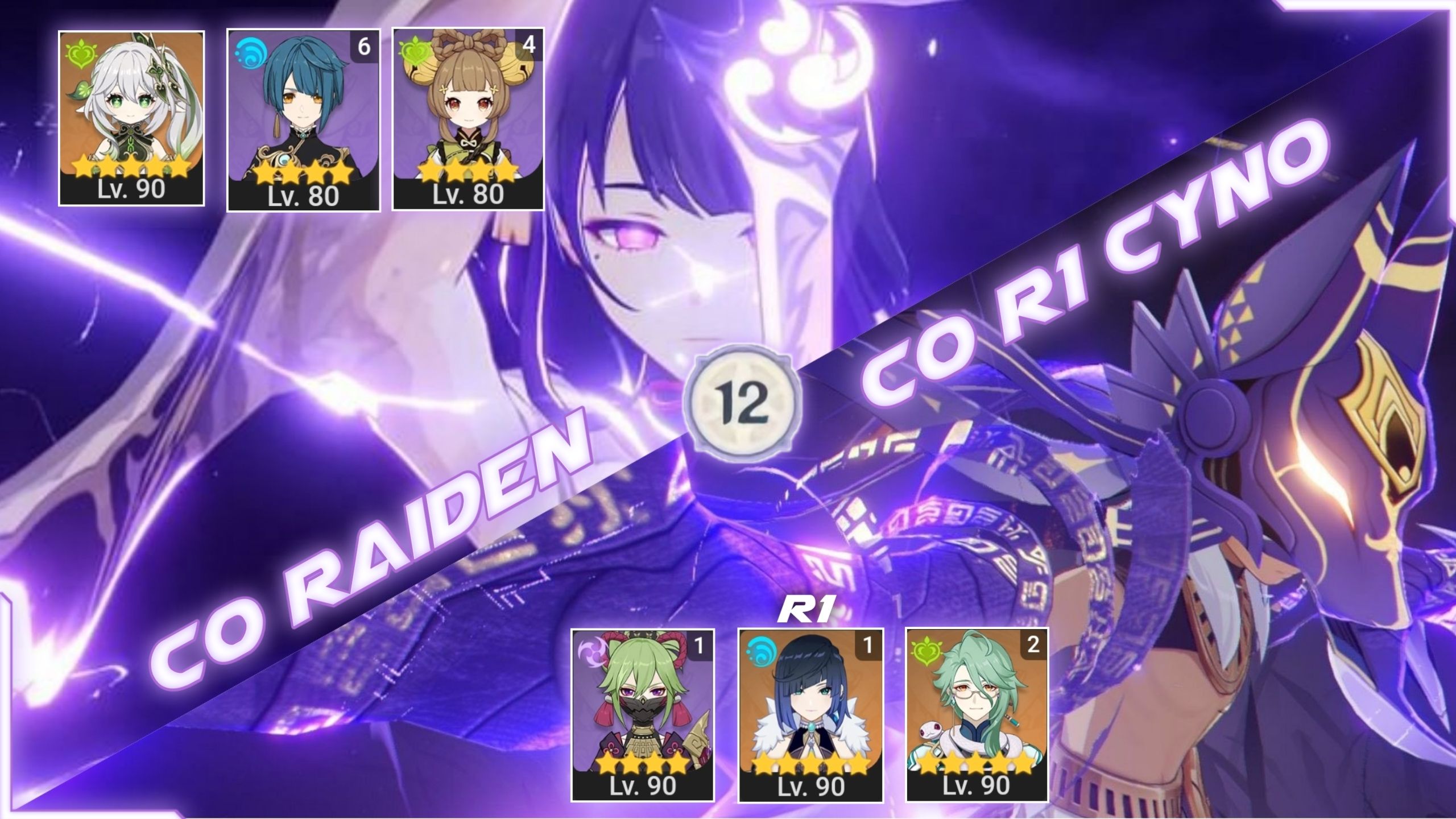 Raiden hyperbloom and C0 R1 Cyno on floor 12 Genshin Impact | HoYoLAB