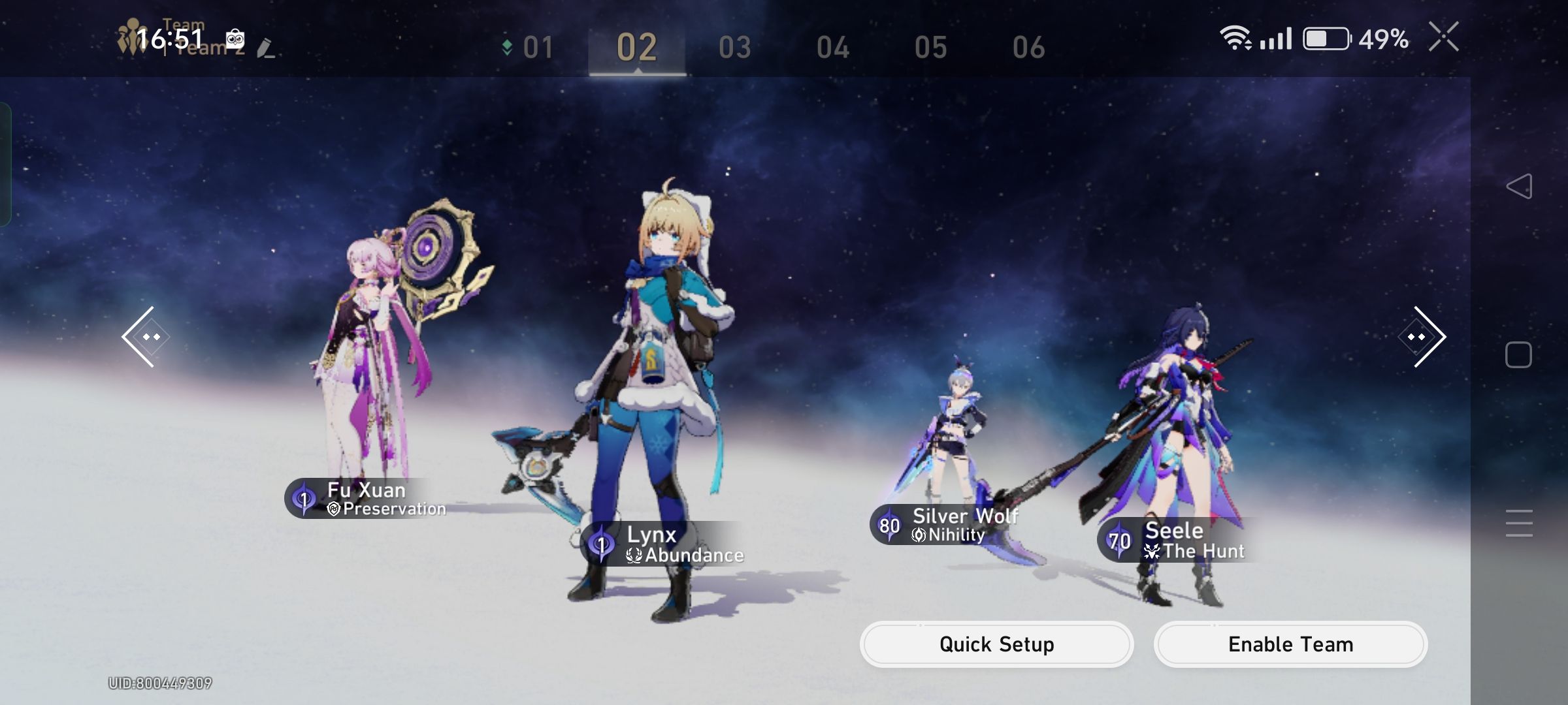 Finally, team of quantum elements (Qingque on the bench if needed ...