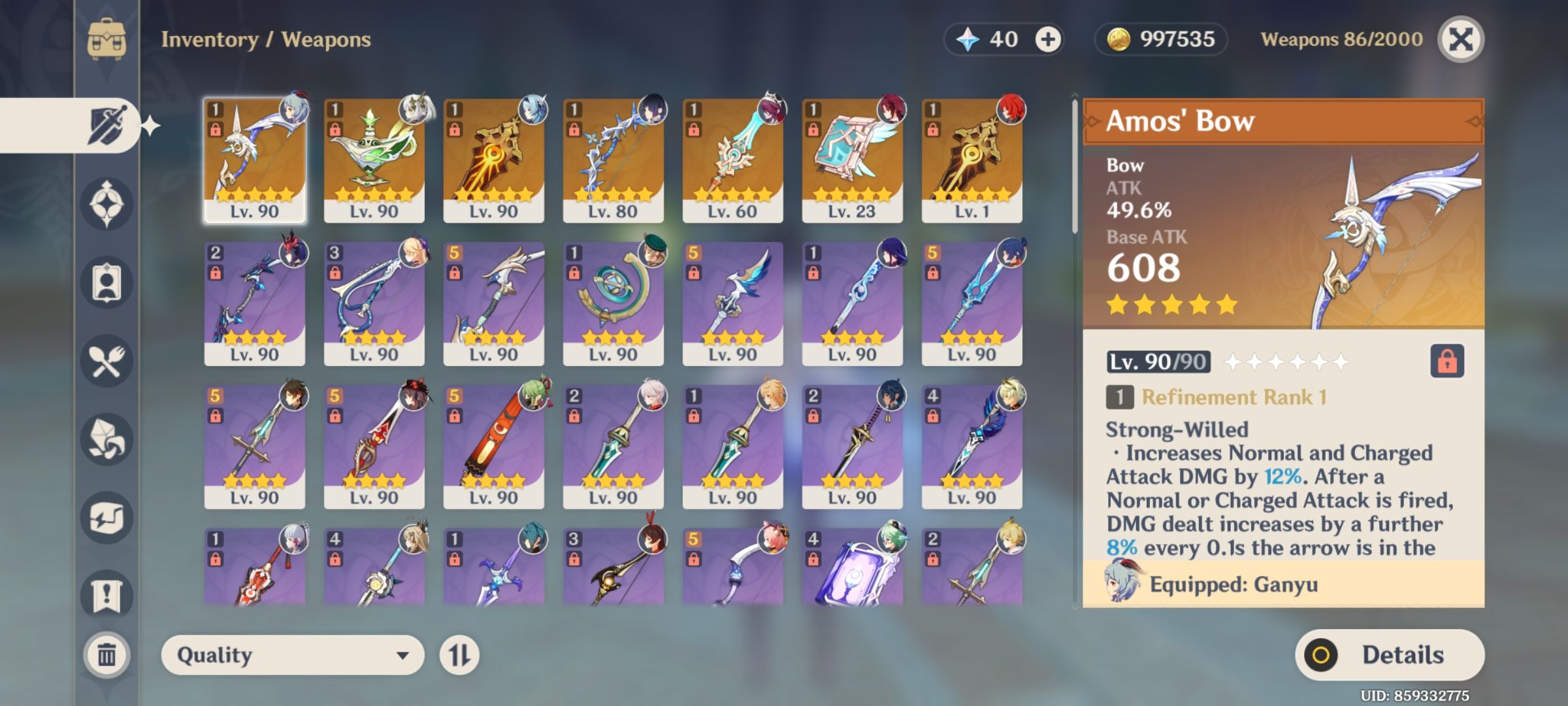 My (5-star)weapon collection Genshin Impact | HoYoLAB