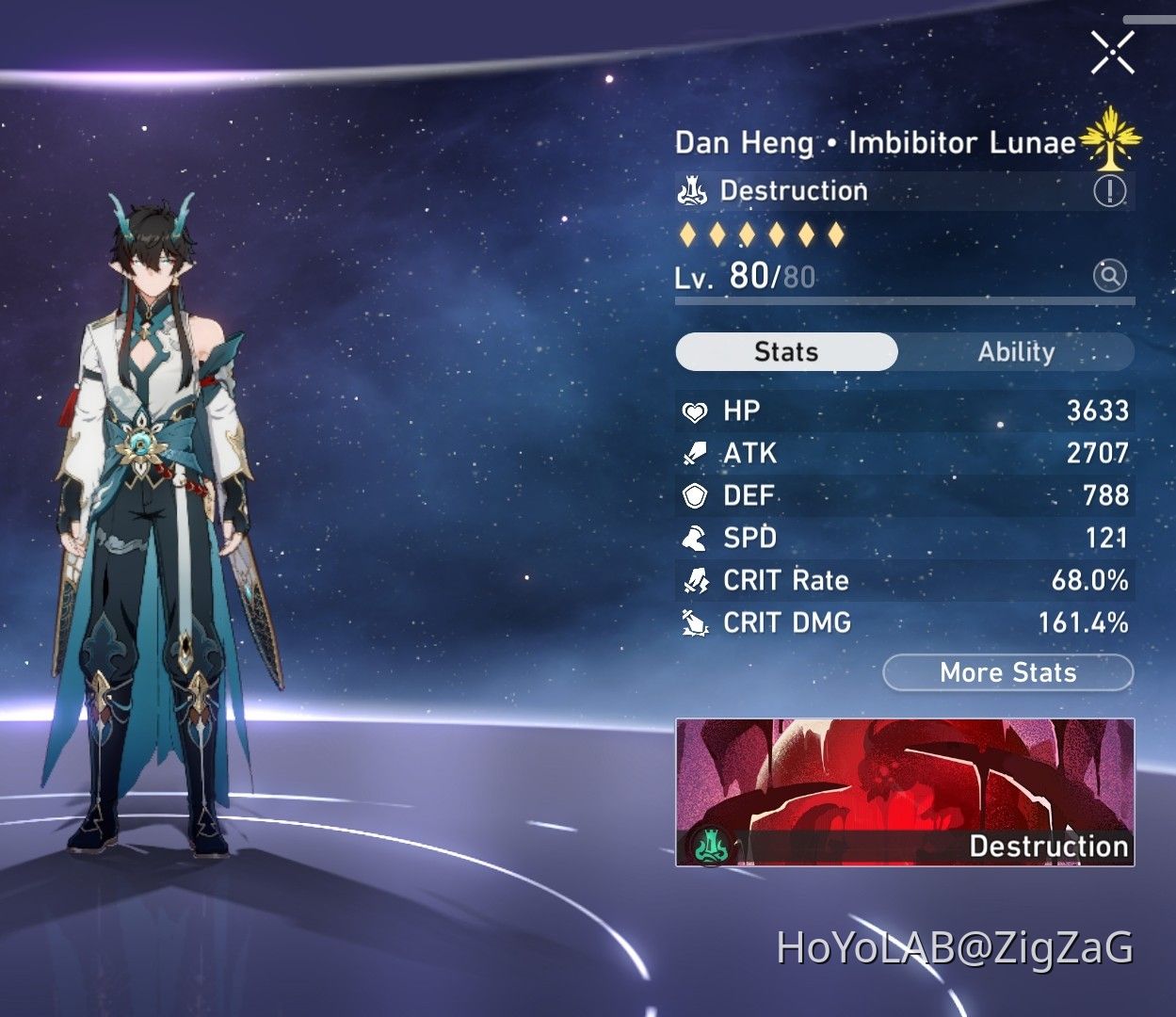 the banner is ending and this is my progress on dan heng IL's build so ...