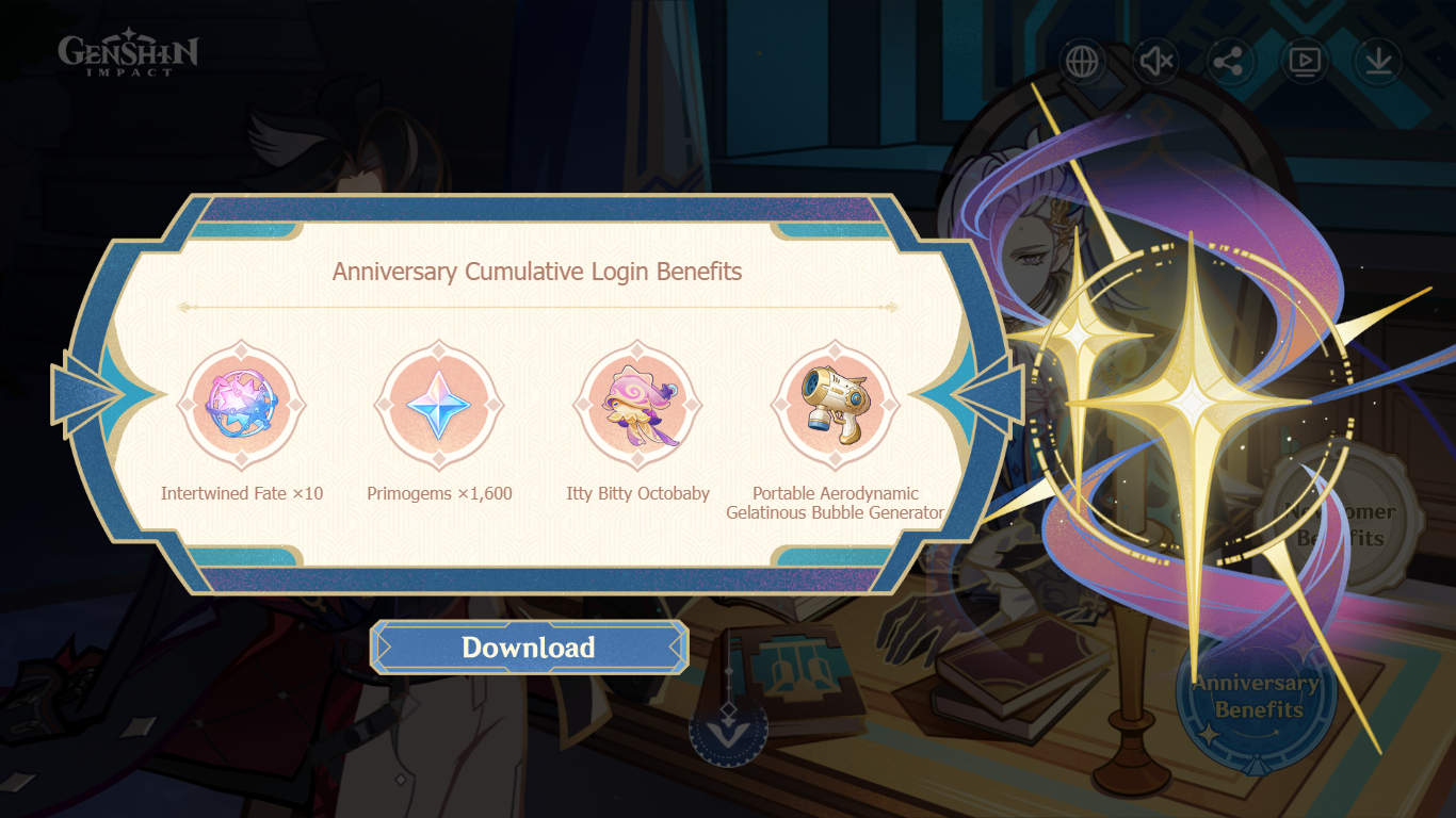 REWARD IN anniversary Genshin Impact | HoYoLAB