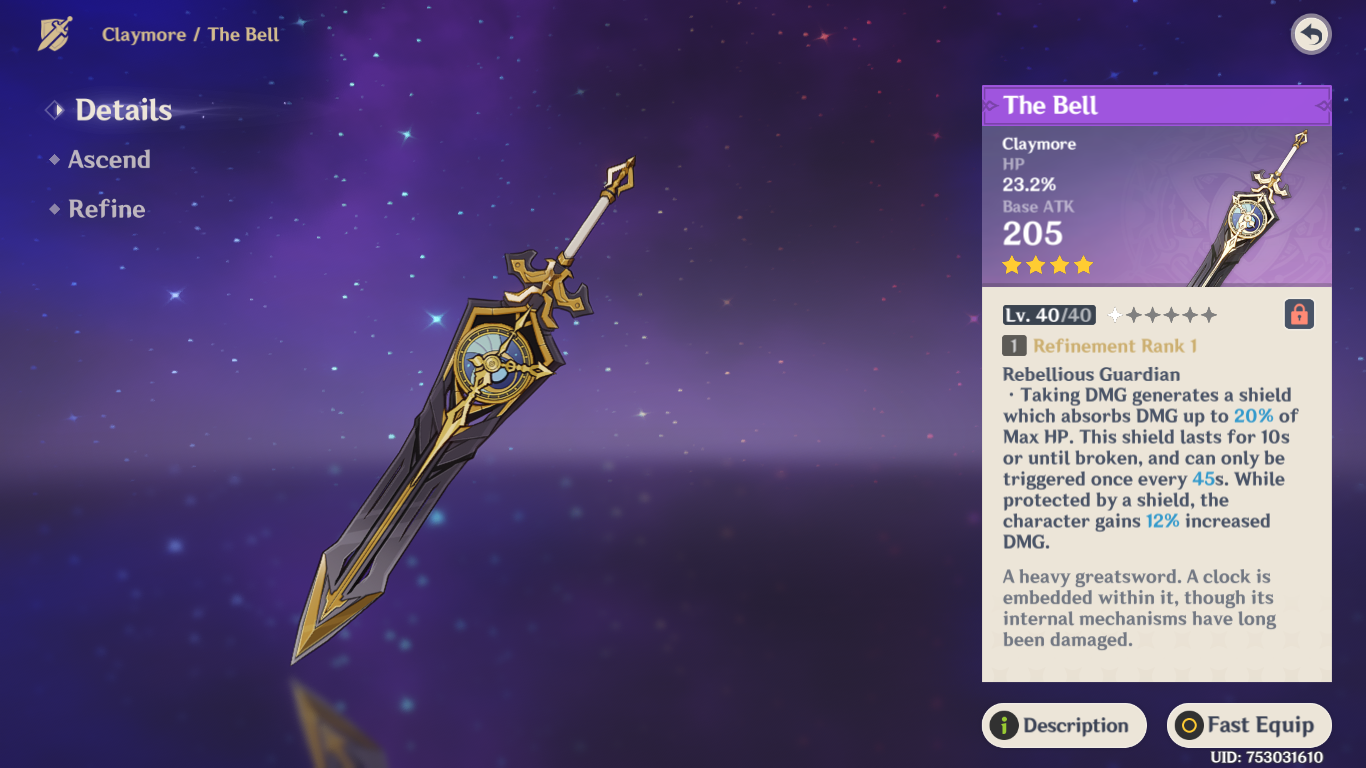 The Bell - what's the purpose of this sword? Genshin Impact | HoYoLAB