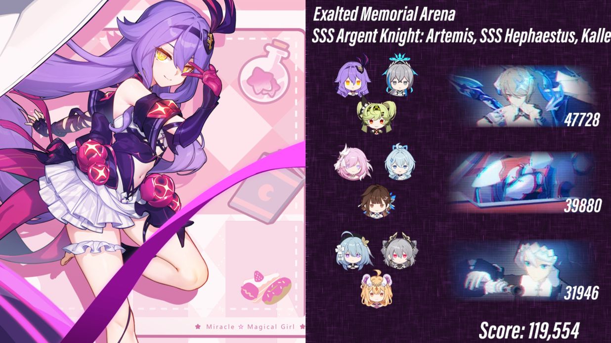 EX Memorial Arena - SSS Argent Knight: Artemis, SSS Hephaestus, Kallen (119,554 Pts) Honkai ...