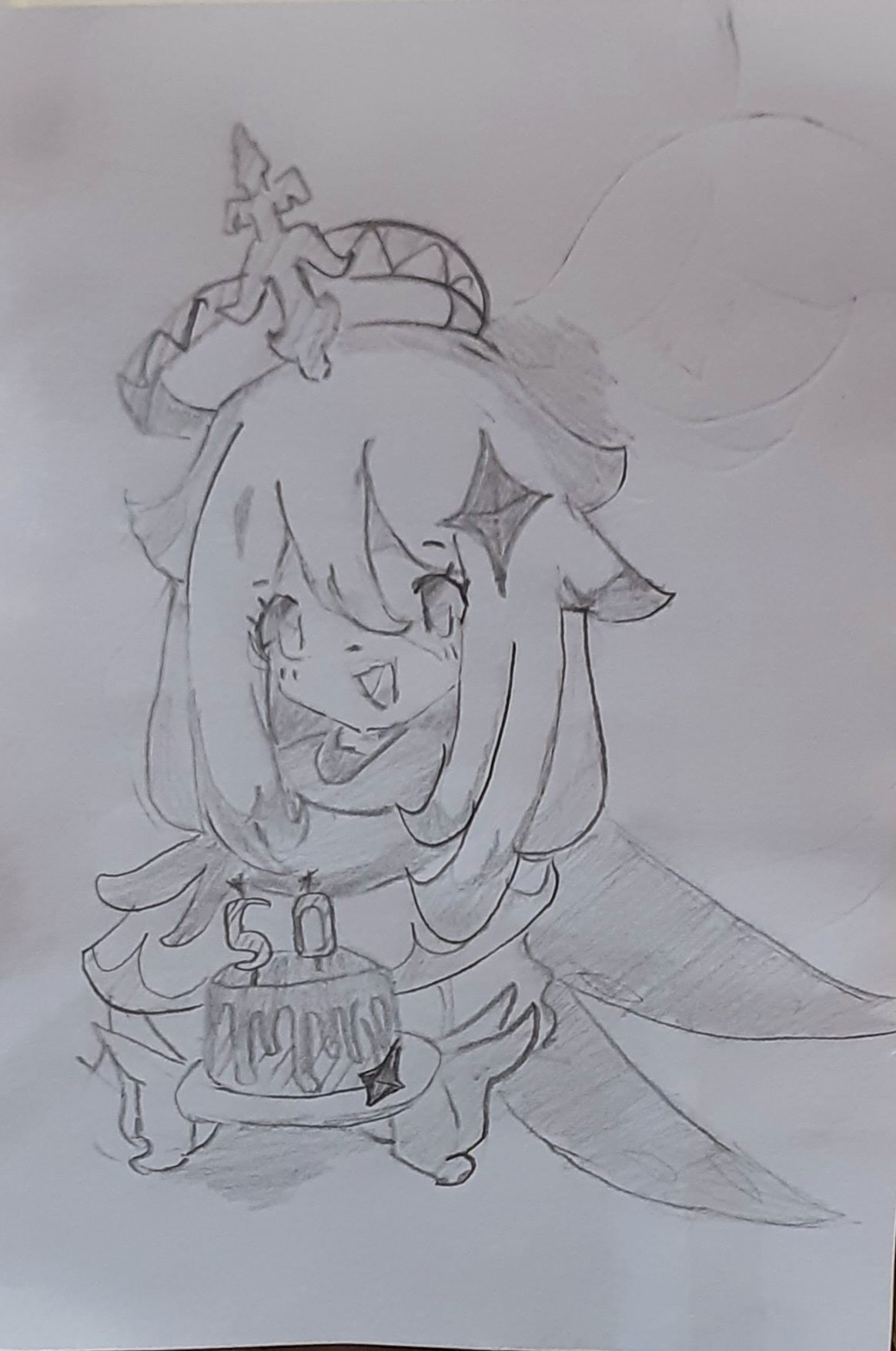 THANK YOU GUYS SO MUCH FOR 50+ FOLLOWERS,so i made a sketch of paimon ...