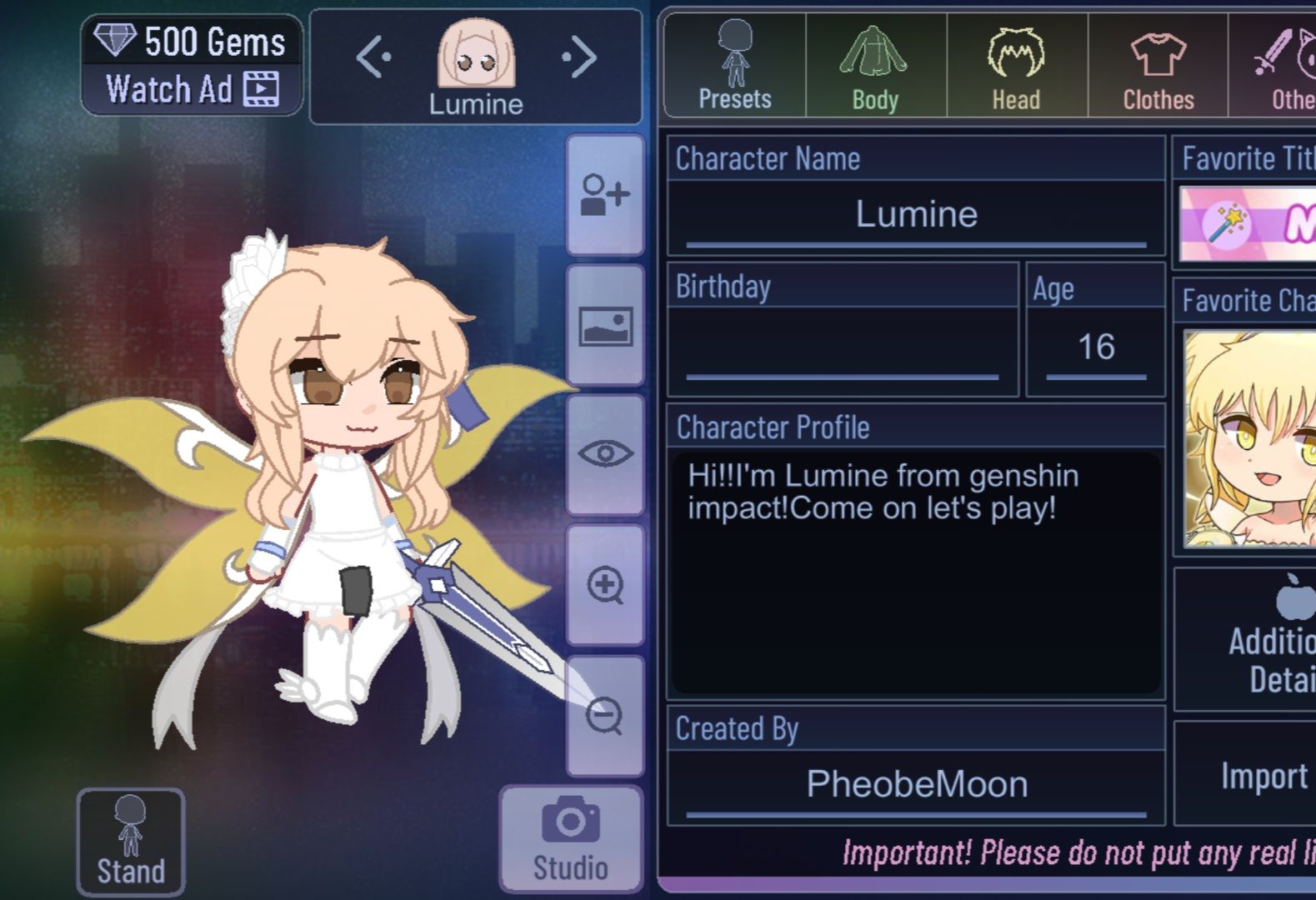 Gacha club lumine! Genshin Impact | HoYoLAB