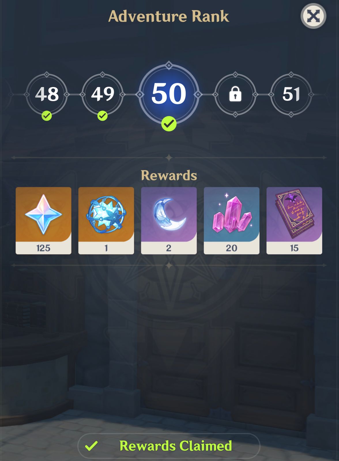 just completed adventure rank ascension 3 Genshin Impact | HoYoLAB