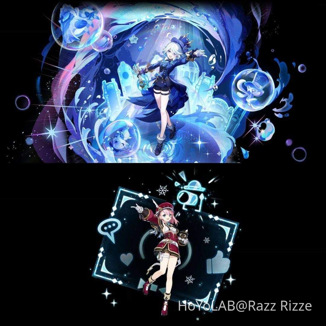 Splash art của Furina và Charlotte Genshin Impact | HoYoLAB