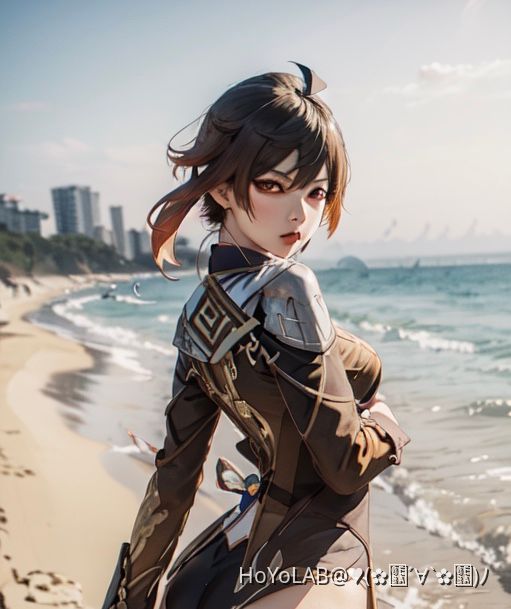 AI Art Zhongli ( At Beach ) ( Female gender ) Genshin Impact | HoYoLAB