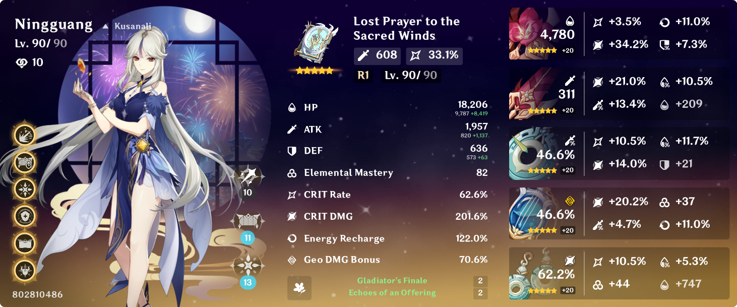 My current ningguang build Genshin Impact | HoYoLAB