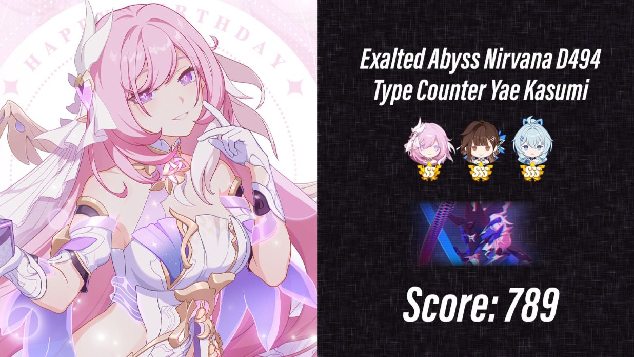EX Abyss Nirvana - Type Counter Kasumi D494 (789 Pts) HoHE (SS0)/JK (SSS)/SSt (SSS) Honkai ...
