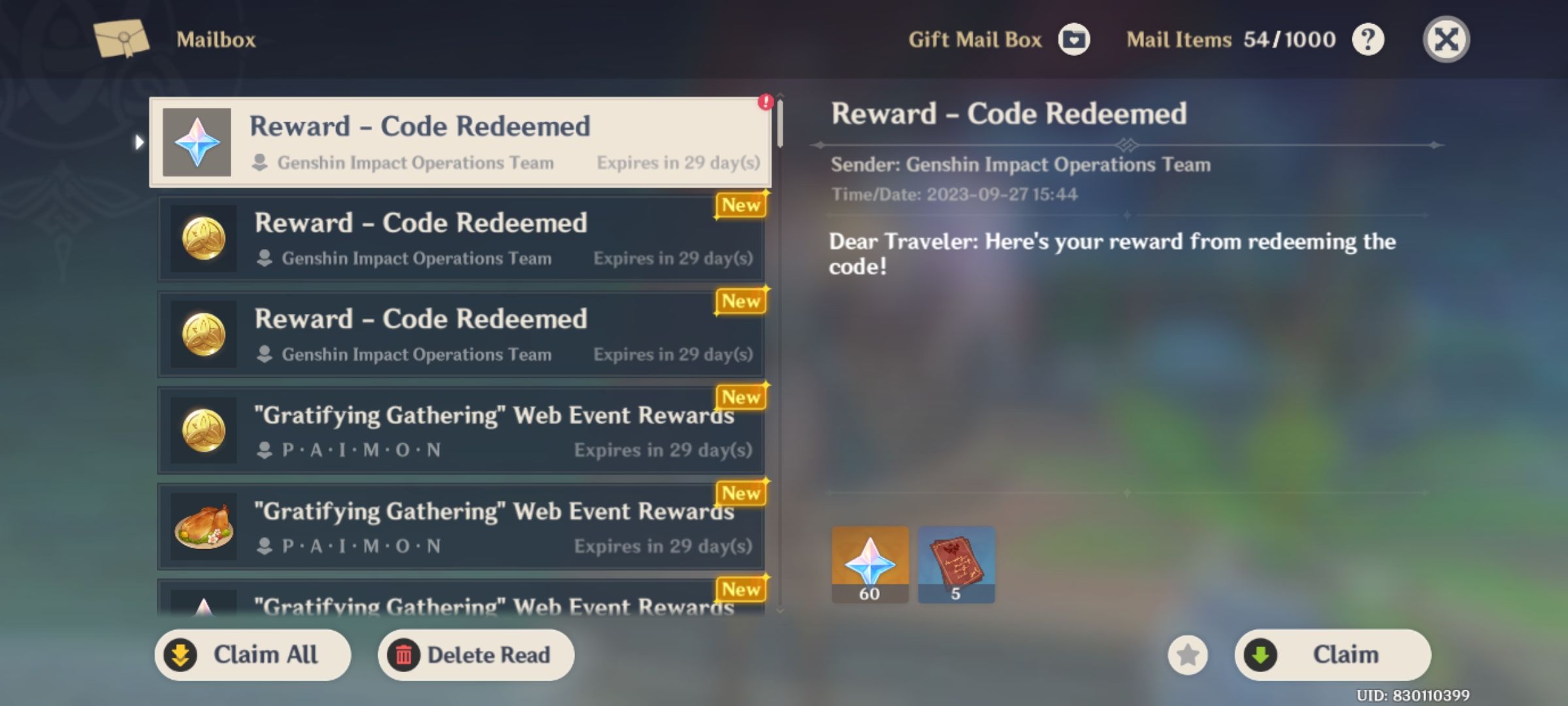 Redemption Codes Genshin Impact | HoYoLAB