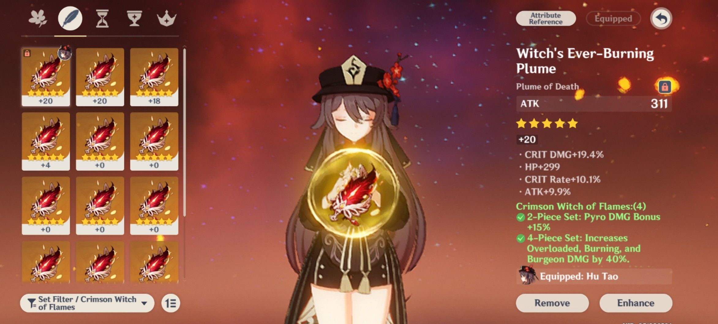my Best Crimson feather for Hu tao Genshin Impact | HoYoLAB