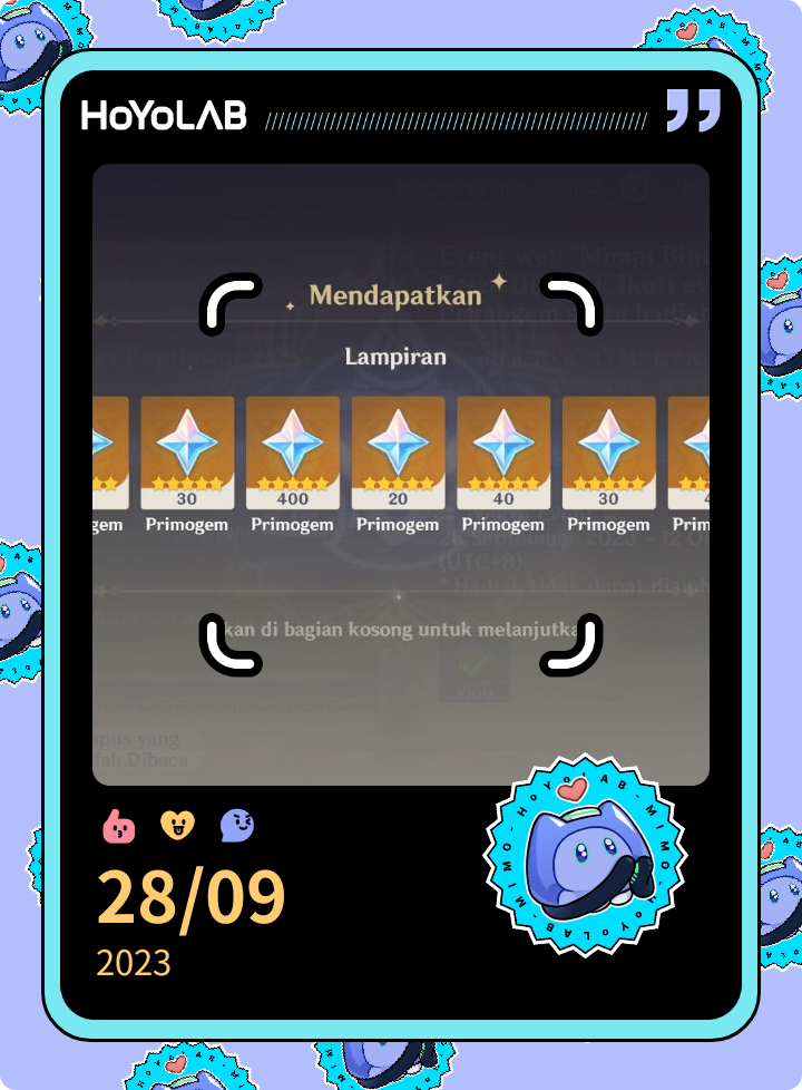 28/09 Diari -# Suasana Hatiku Hari ini Jadi Bagus! | HoYoLAB