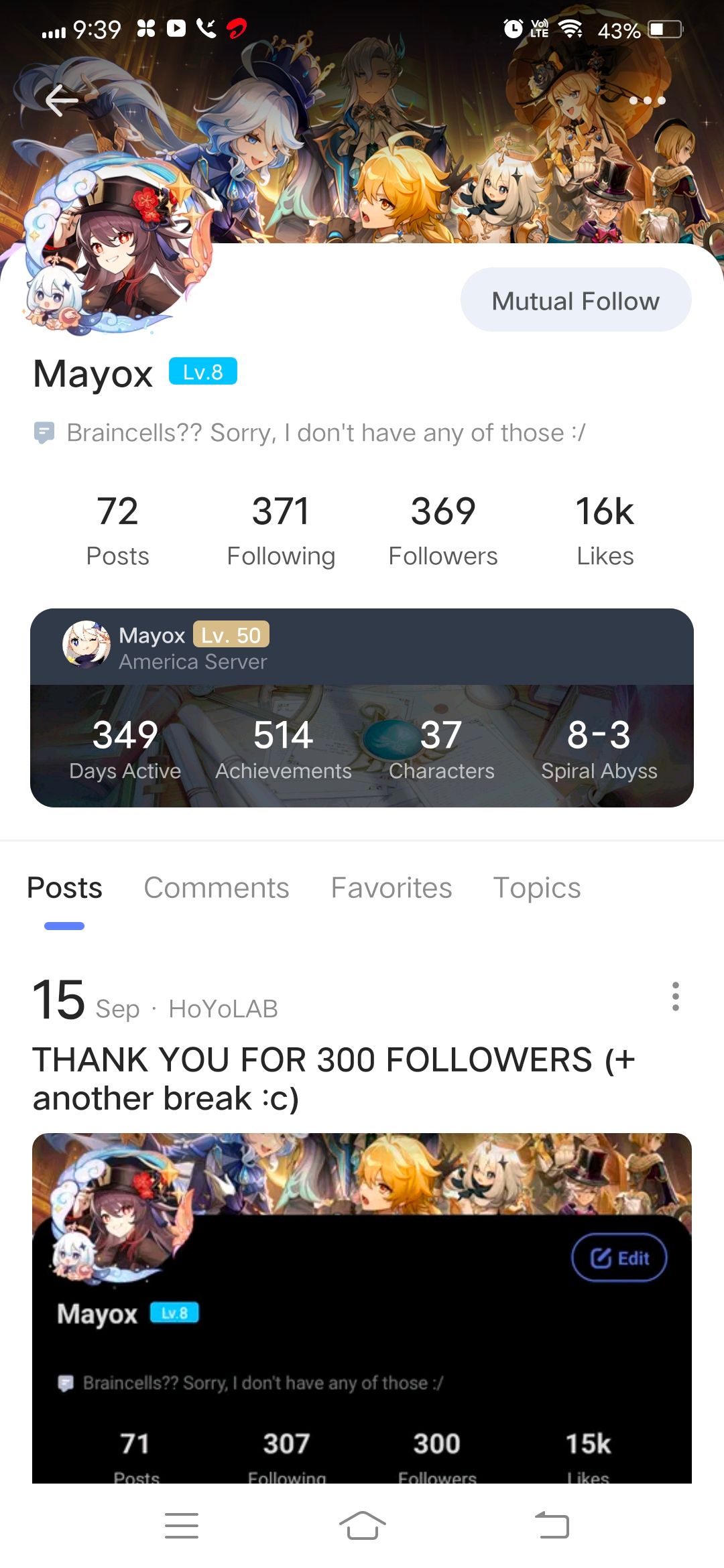 Imagine the happiness she feels when she takes the phone and saw 400 followers | HoYoLAB