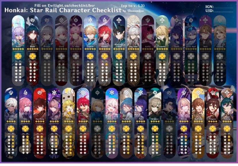 star rail checklist as a free to play Honkai: Star Rail | HoYoLAB