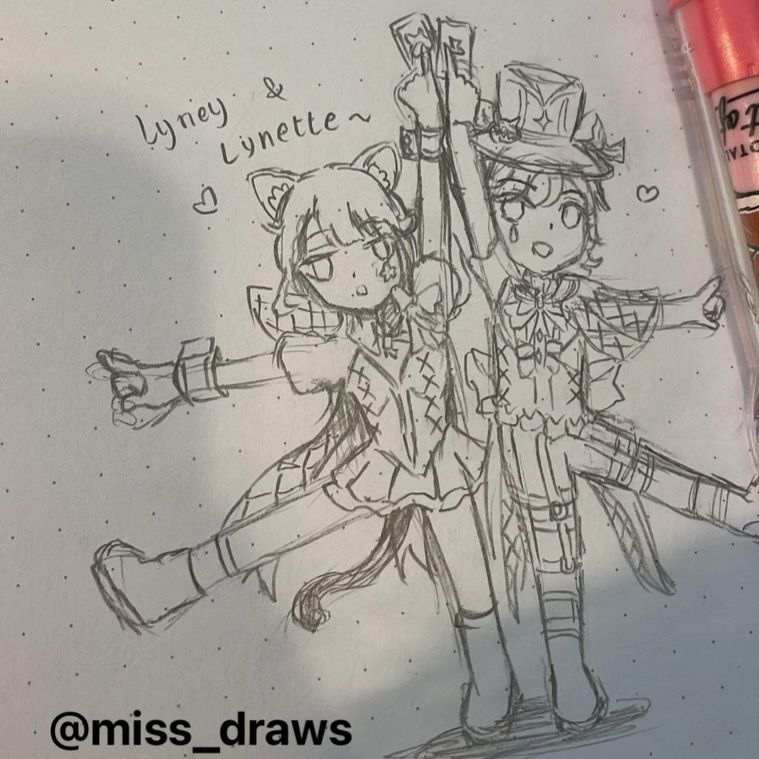 Lyney and Lynette sketch!🐱🪄 Genshin Impact | HoYoLAB