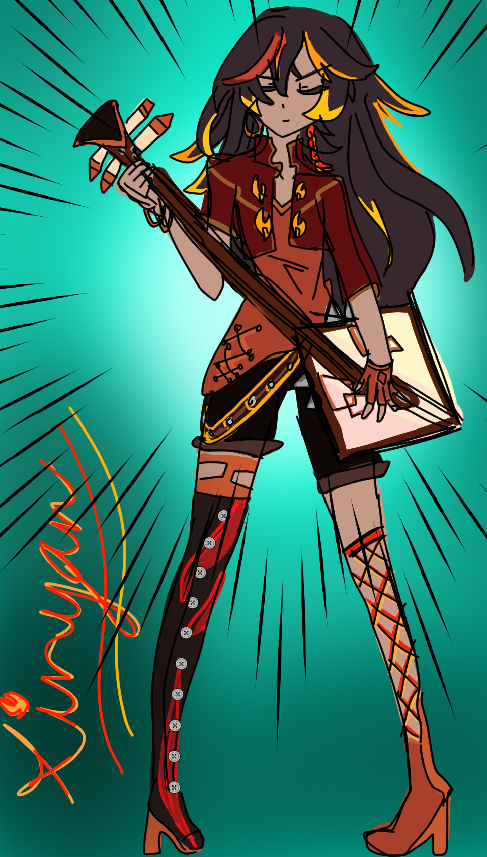 Xinyan skin + my two references Genshin Impact | HoYoLAB