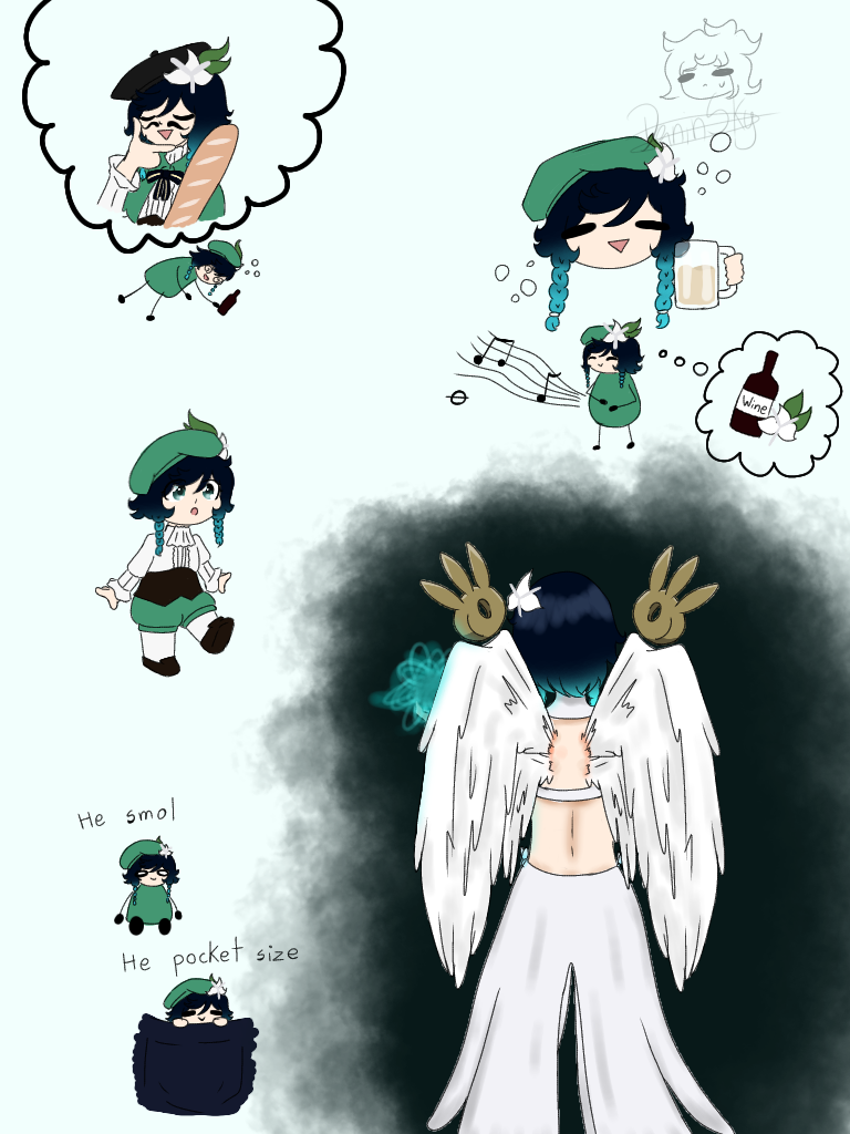 Digitalized some Venti drawings I did Genshin Impact | HoYoLAB