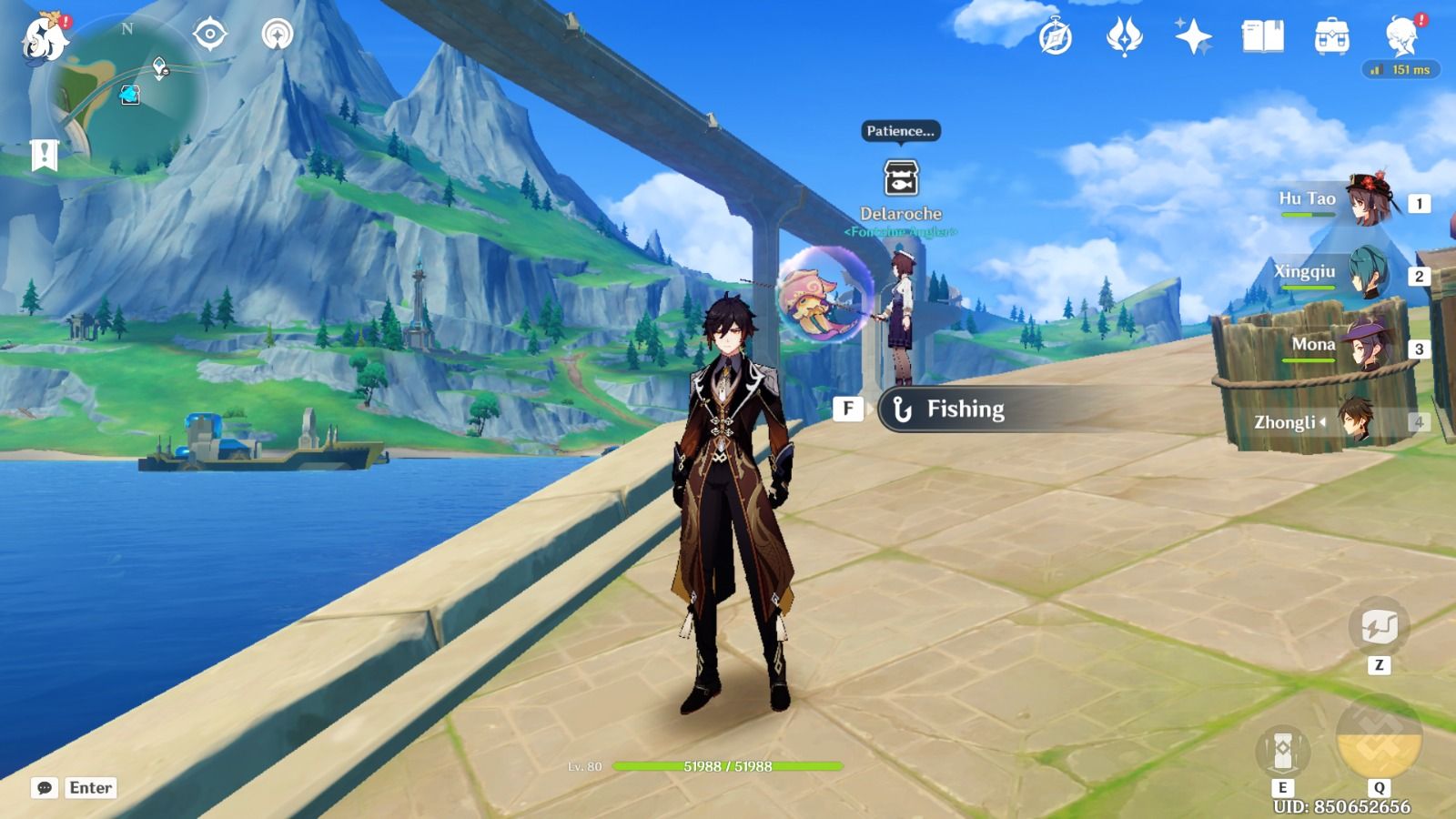 This is two days quest 20 20 primo pre- day Start Fishing next to her u ...