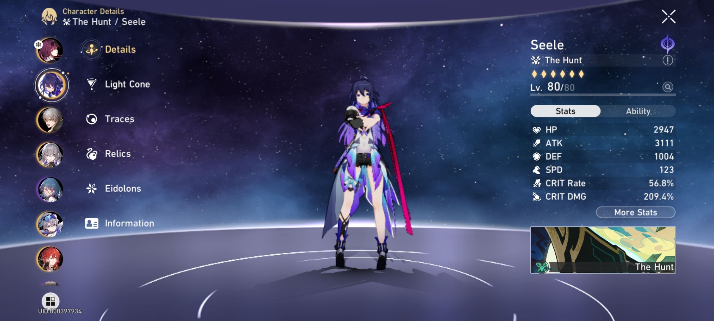 seele build is done (almost) cr is a bit low Honkai: Star Rail | HoYoLAB