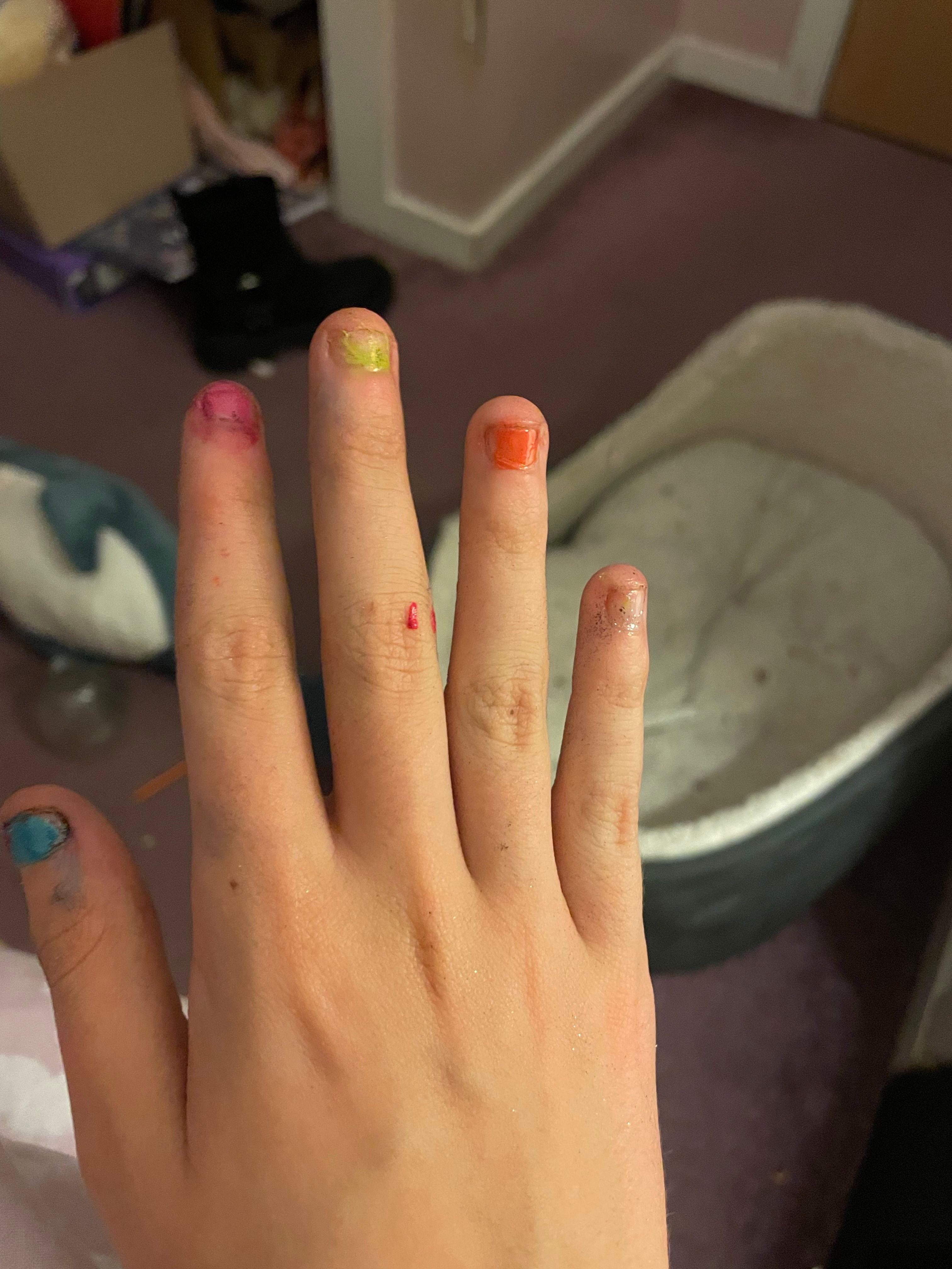 Painted my nails to represent omori chars! | HoYoLAB