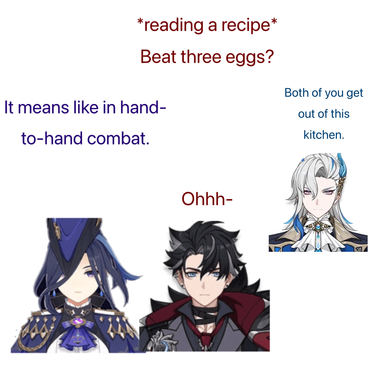 Some incorrect quotes w/ the Fontaine Trio Genshin Impact | HoYoLAB