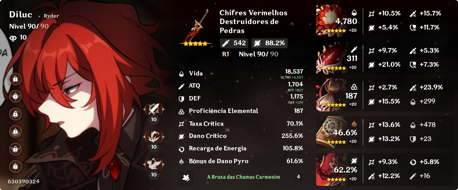 Build do meu Diluc de novo Genshin Impact | HoYoLAB