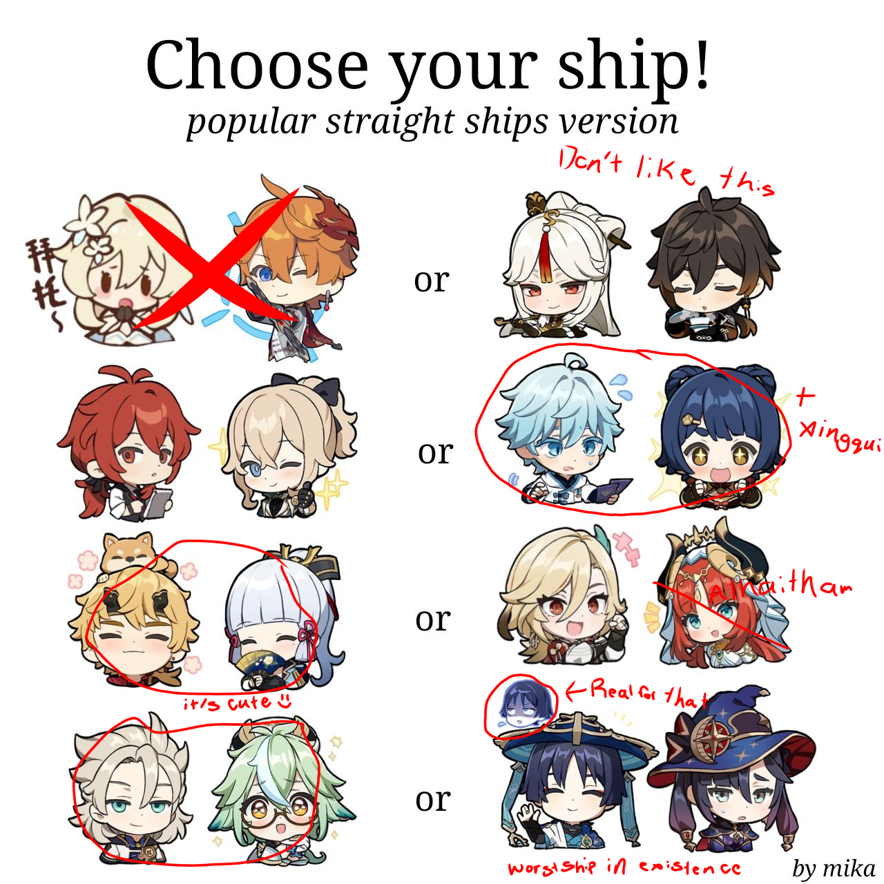 Choose Your Ship! Popular Straight Ships Version. Genshin Impact | HoYoLAB