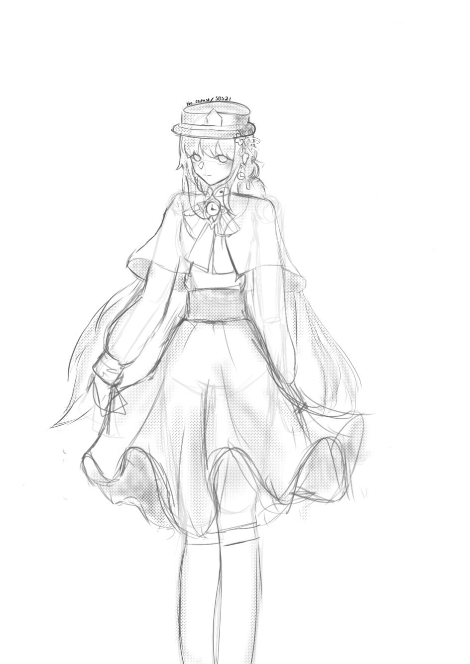 my friend asked me go draw Hutao as a Fontaine character..... Genshin ...