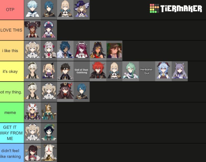 Non shipper ranks a handful of ships Genshin Impact | HoYoLAB