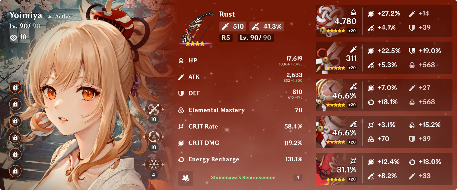 My current yoamiya build Genshin Impact | HoYoLAB