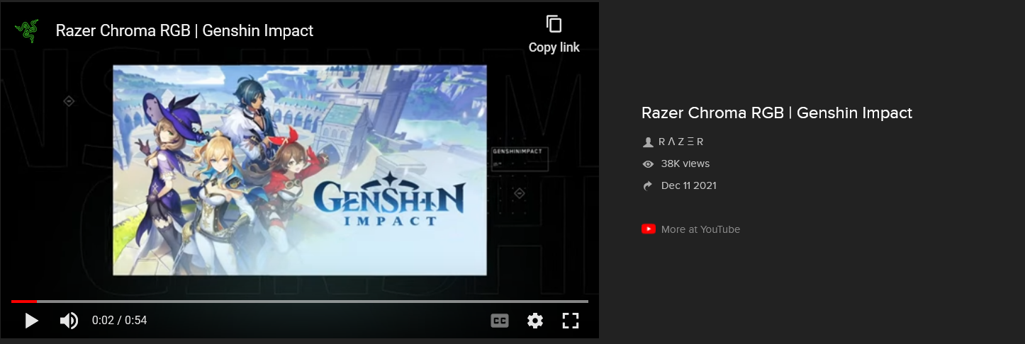 Genshin Impact used to have Razer Chroma back then! but it was later dropped due to some issues ...