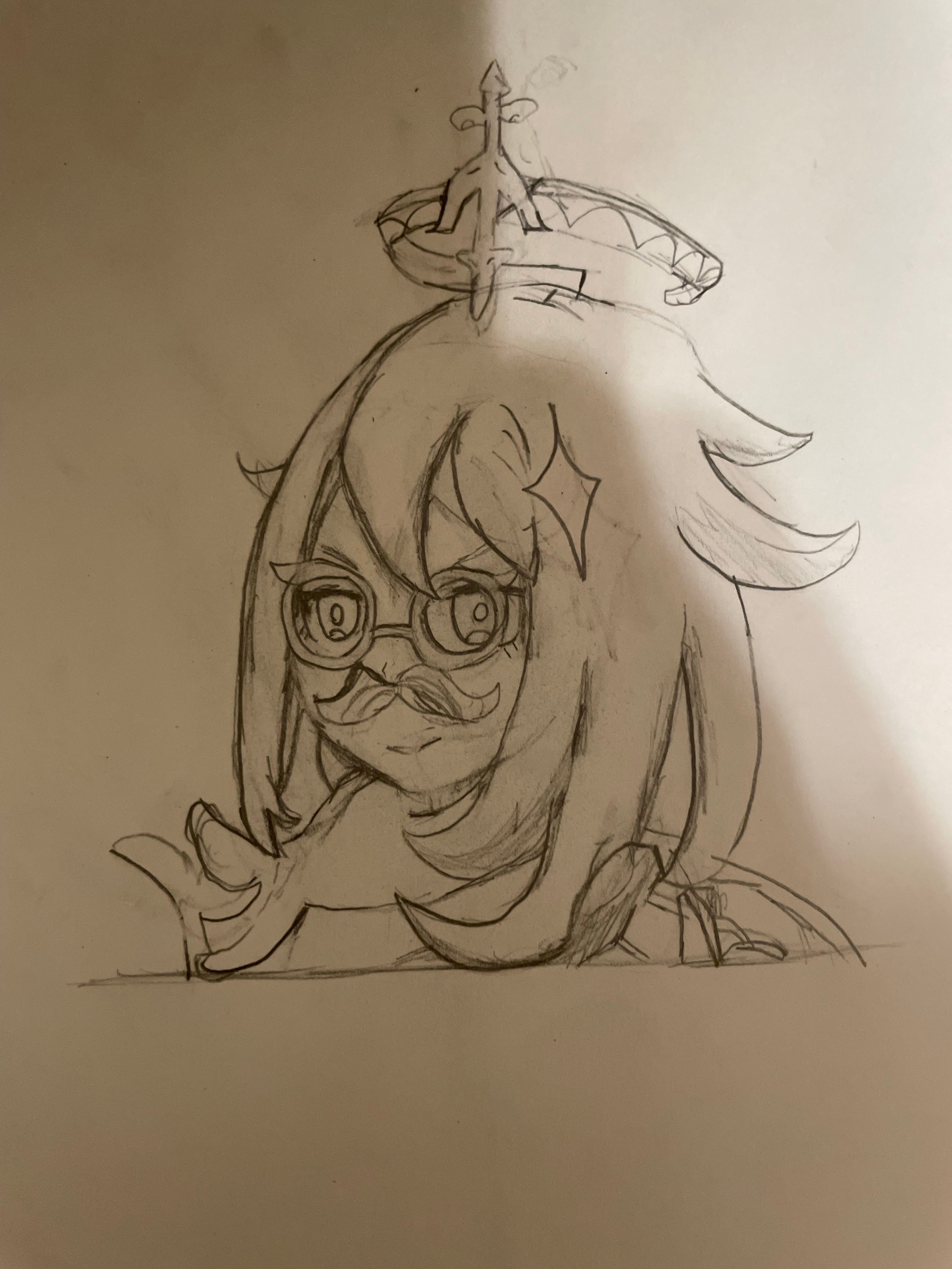 Paimon Funny glasses but it’s a sketch/drawing Genshin Impact | HoYoLAB