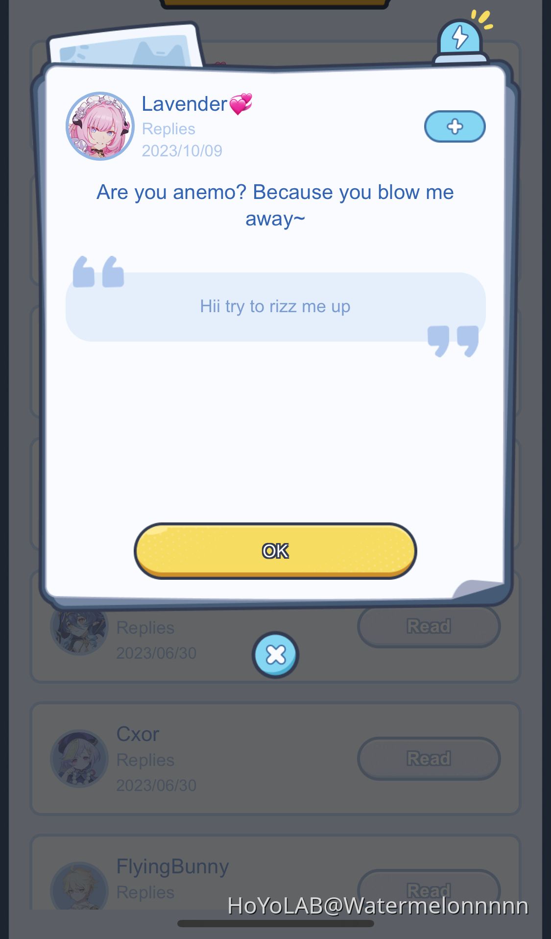 Rate this rizz from 1-10 rizz made by lavender💞 Genshin Impact | HoYoLAB