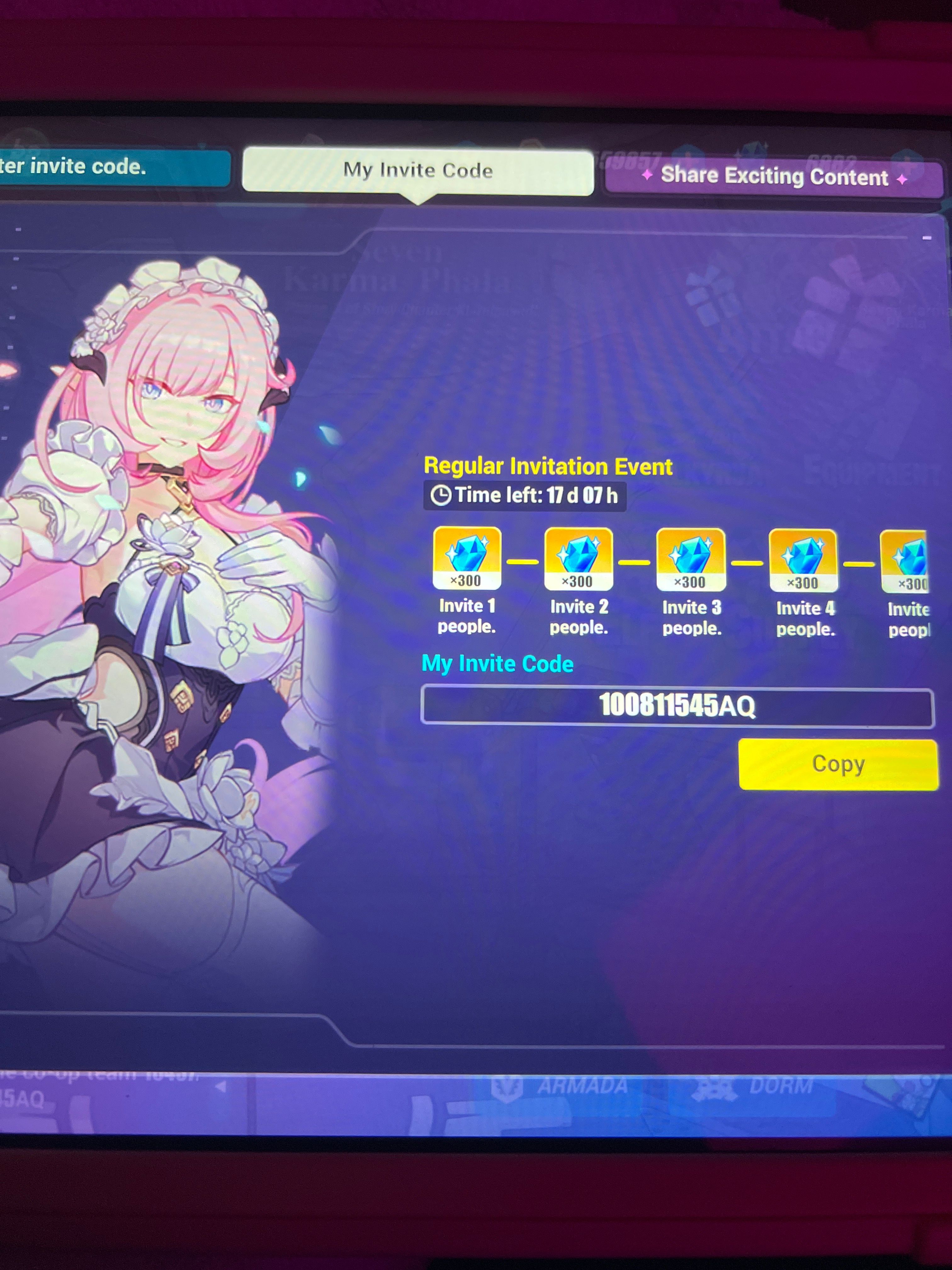 Hi!!! Can someone pls use my Invite Code! Honkai Impact 3rd | HoYoLAB